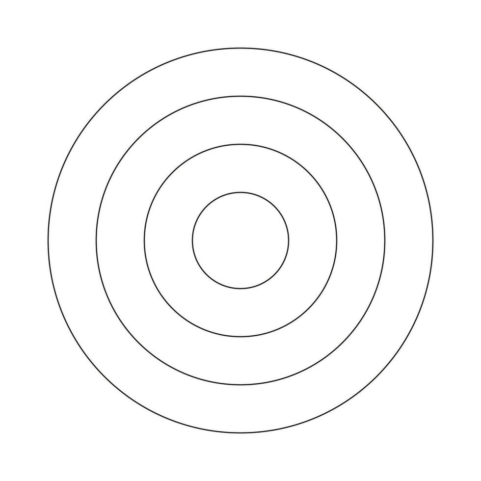 Polar grid of 3 concentric circles. Circle diagram divided on three equal segments. Blank polar ...