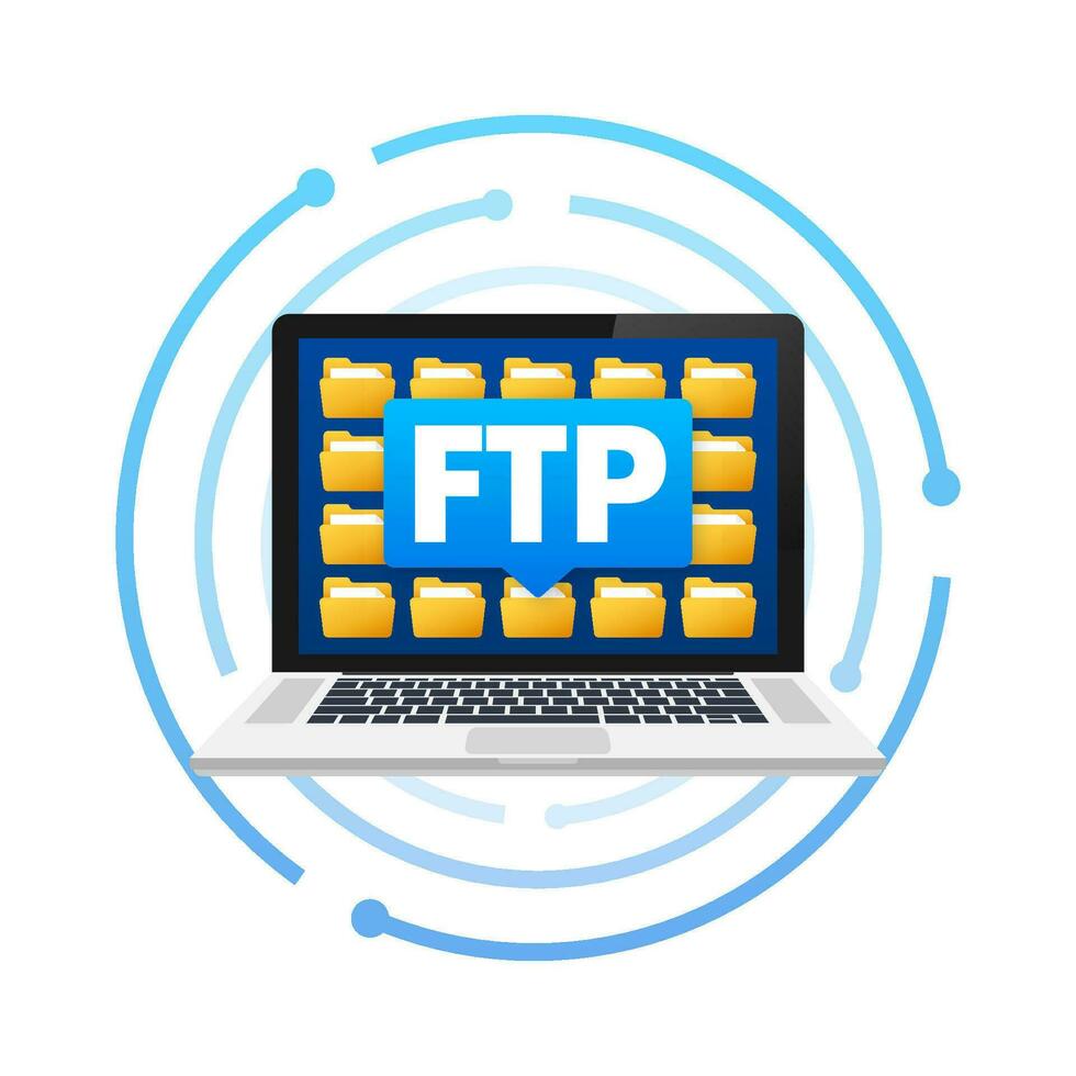 Laptop With FTP File Transfer Protocol Interface Displaying Folders For Laptop With FTP File Transfer Protocol Interface Displaying Folders For
