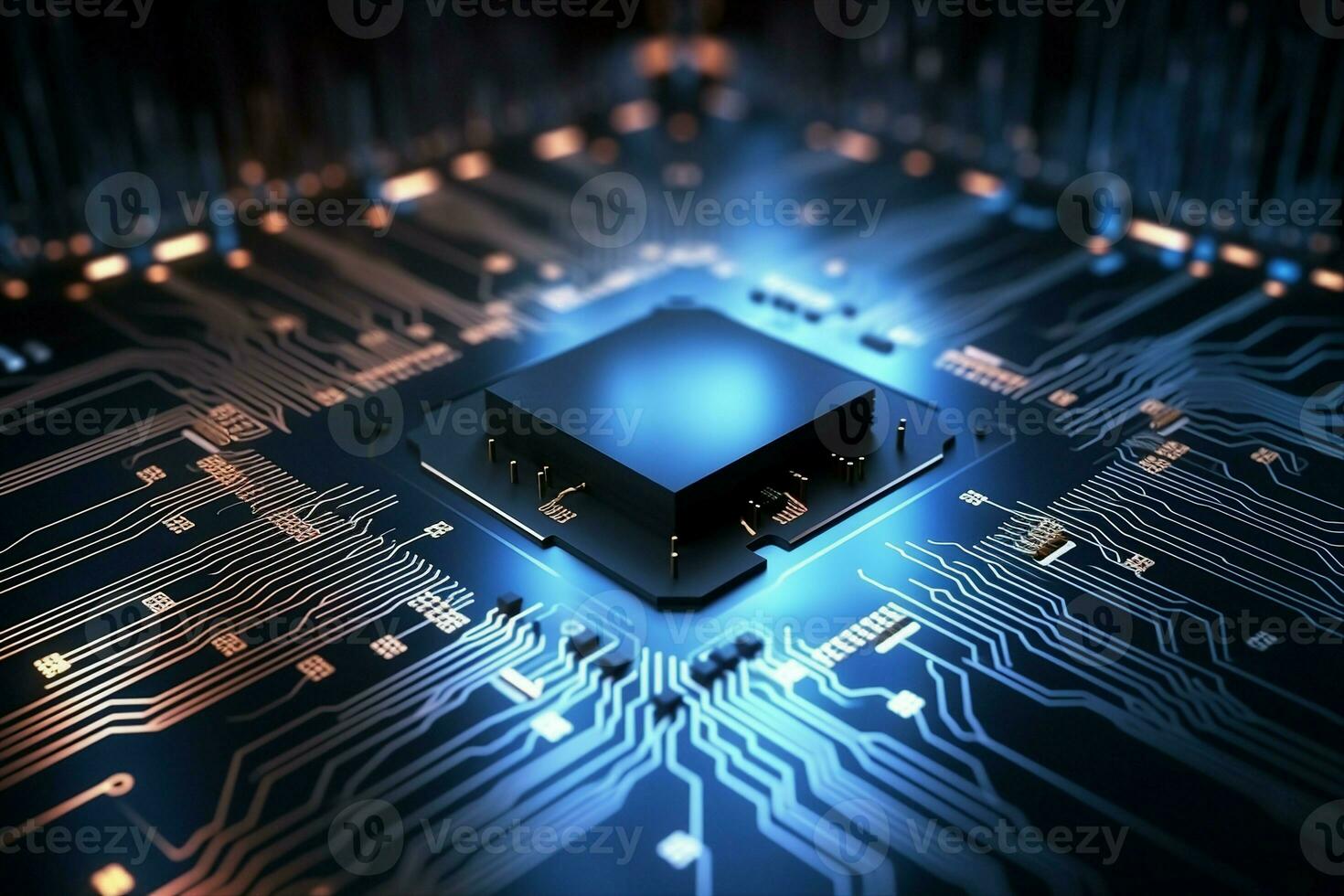 AI generated Circuit board. Technology background. Central Computer Processors CPU concept ...
