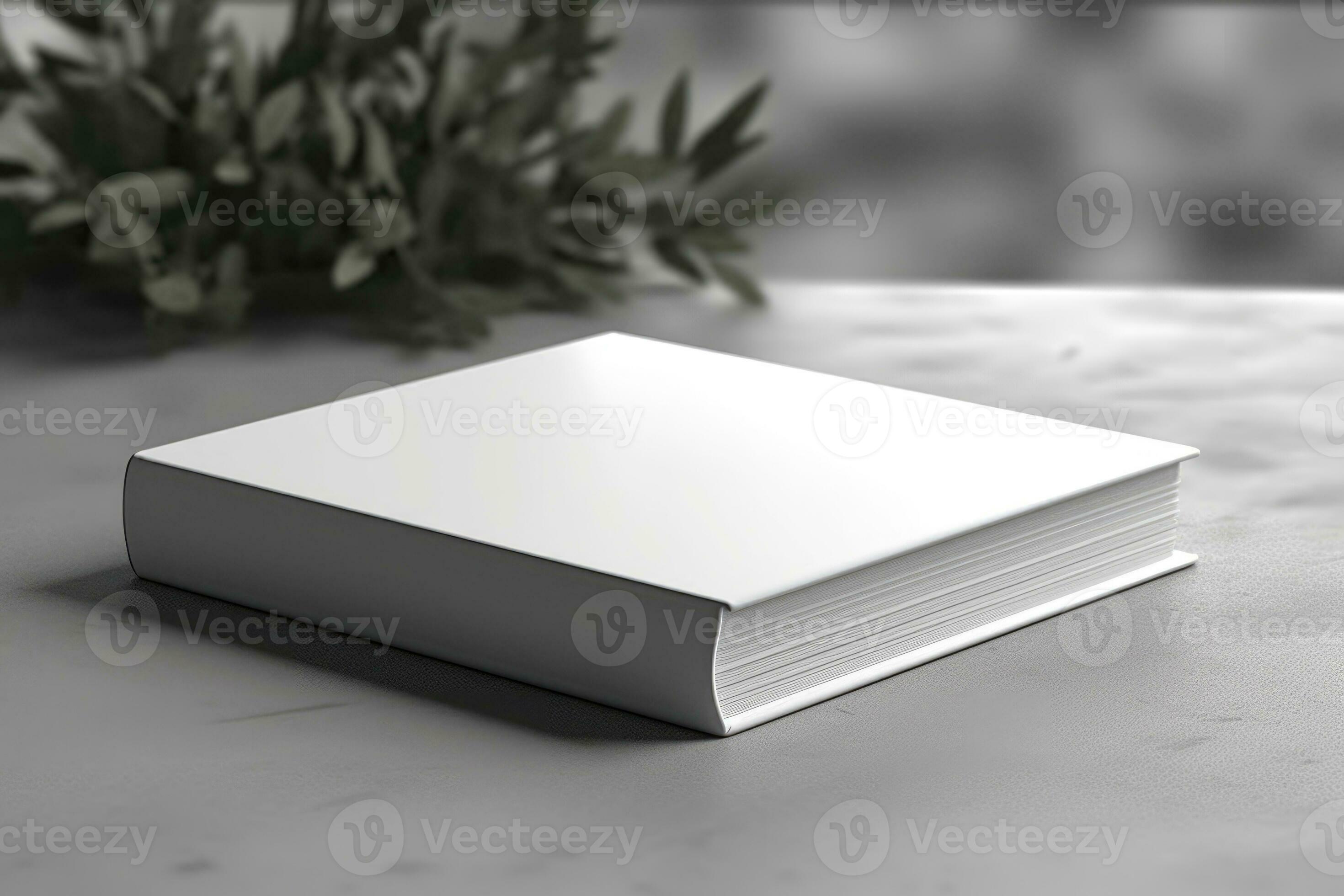 AI generated White book mockup with flowers on table. AI Generated ...