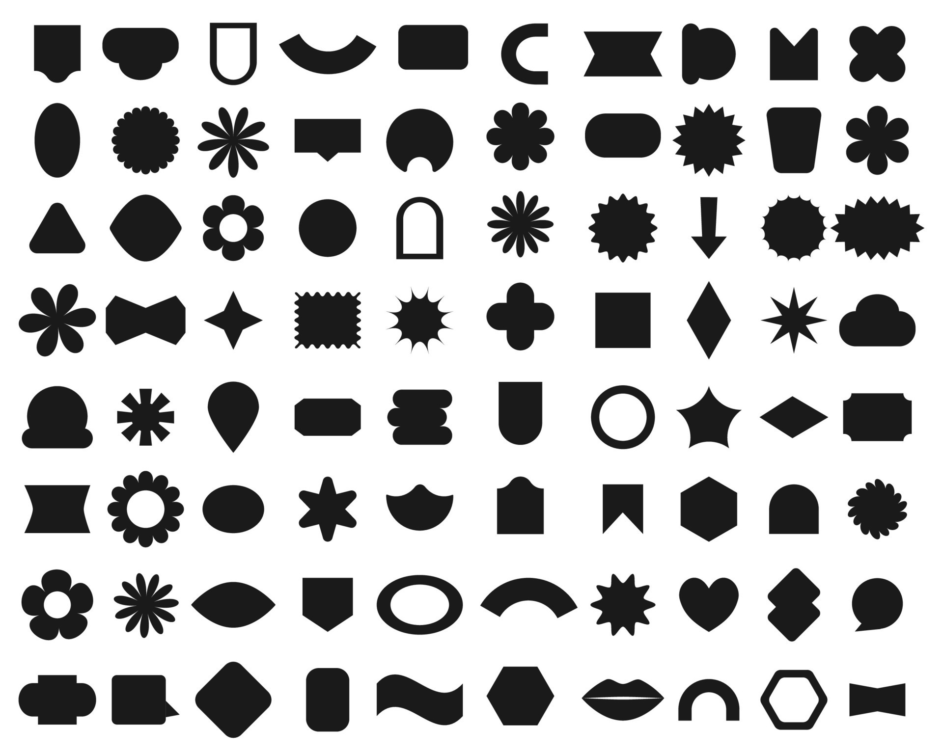 Set of 80 retro geometric shapes. 2y2k 36713907 Vector Art at Vecteezy