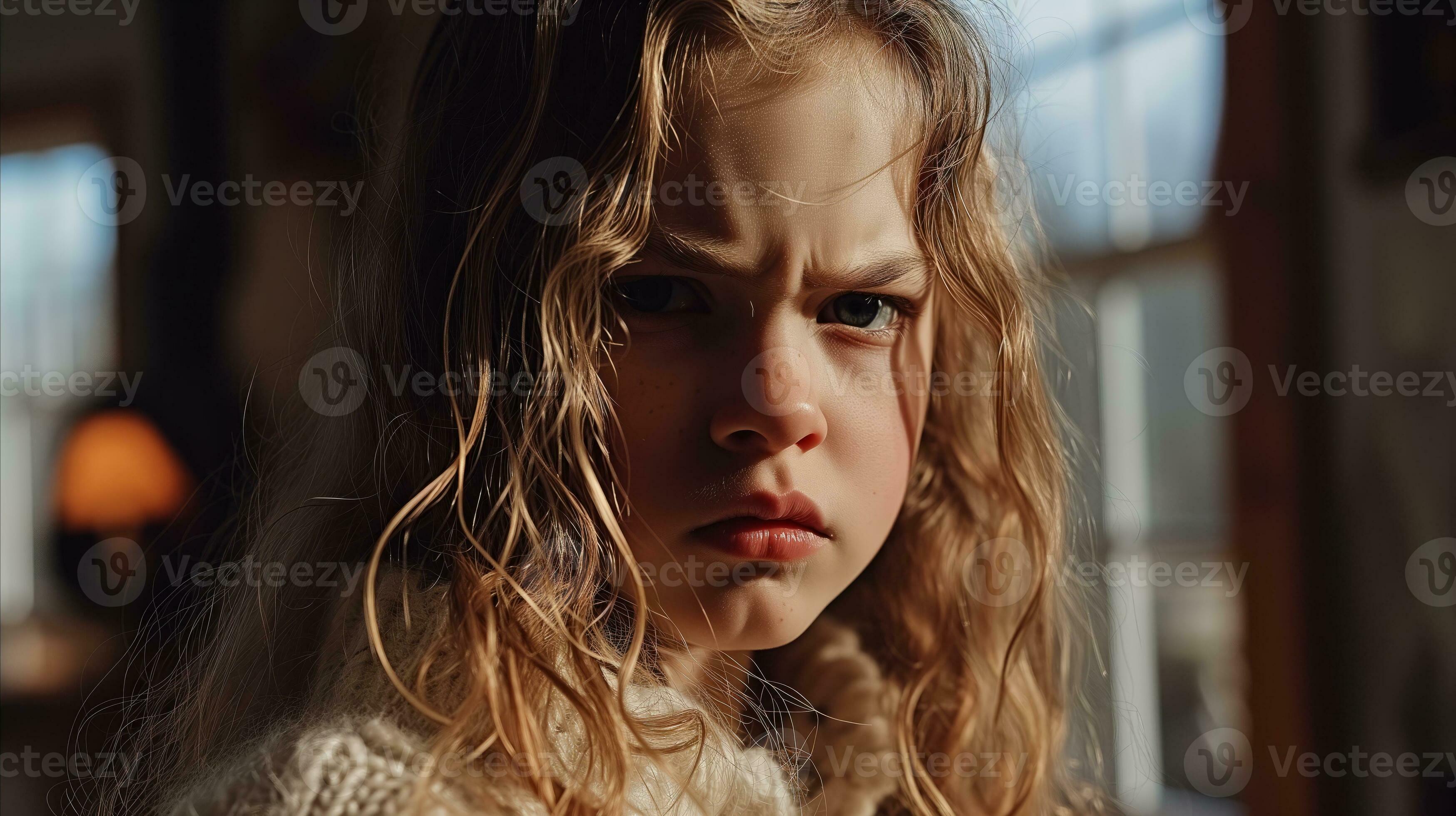 AI generated A very angry little girl with curly hair. Generative AI ...