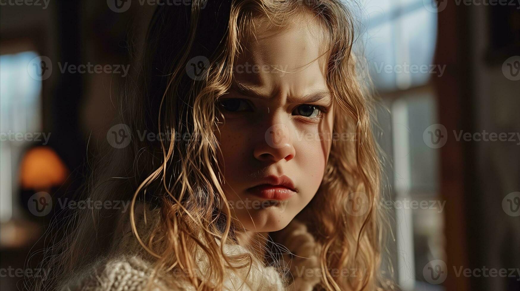 AI generated A very angry little girl with curly hair. Generative AI ...