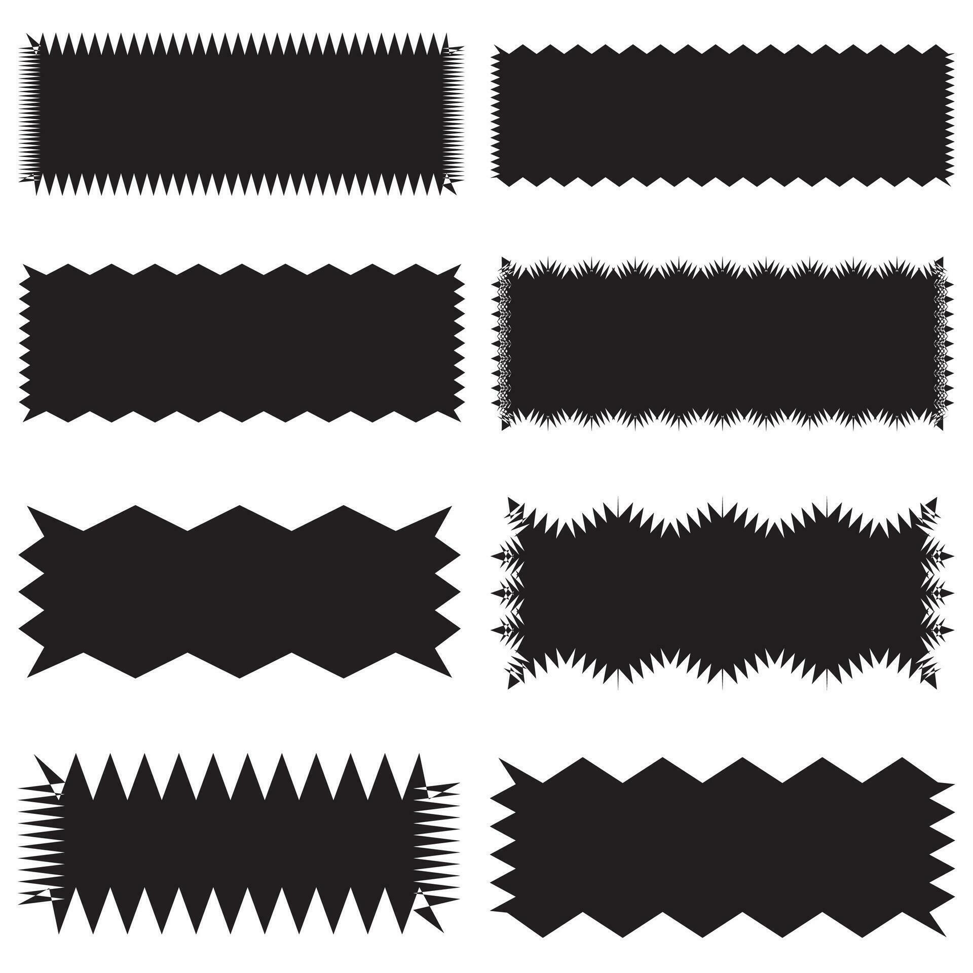 Zig zag edge rectangle shape collection. Jagged rectangular elements ... Zig zag edge rectangle shape collection. Jagged rectangular elements ...