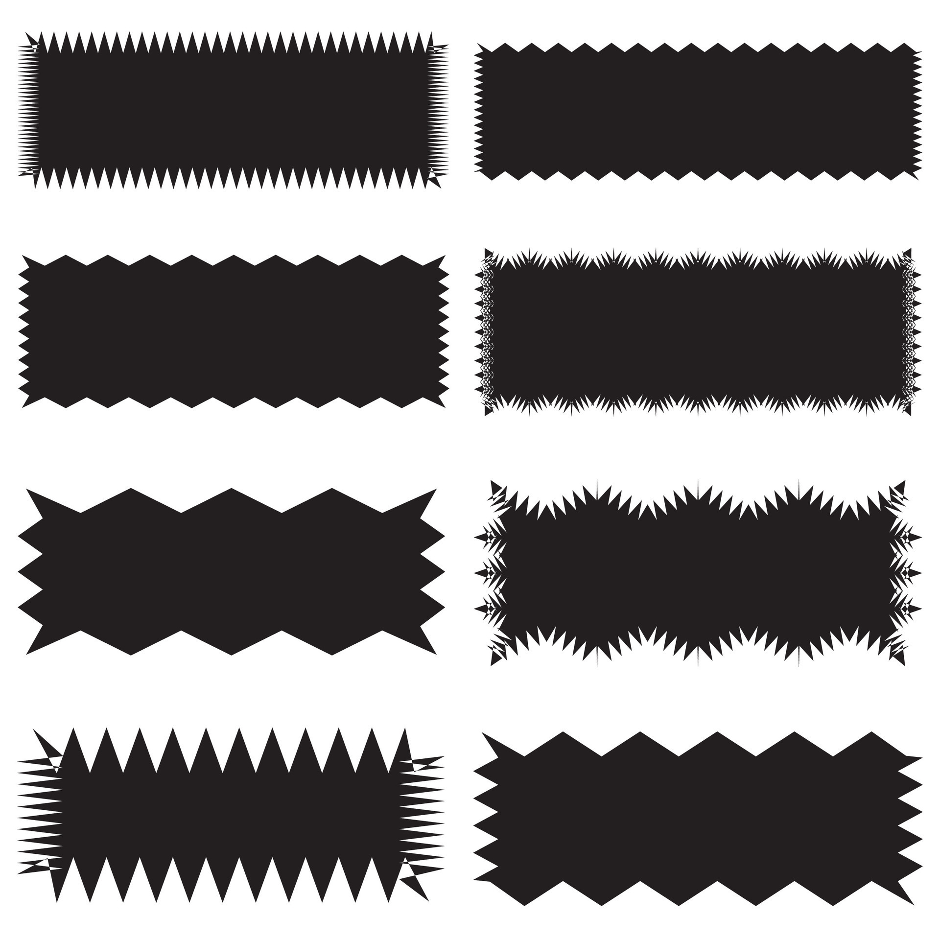 Zig Zag Edge Rectangle Shape Collection Jagged Rectangular Elements