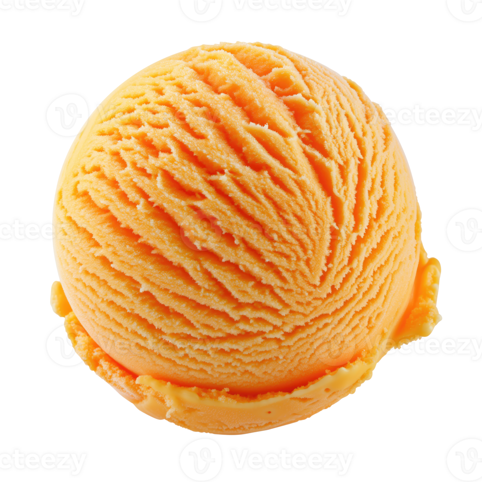 Ai Generated Orange Ice Cream Ball Isolated On White Background