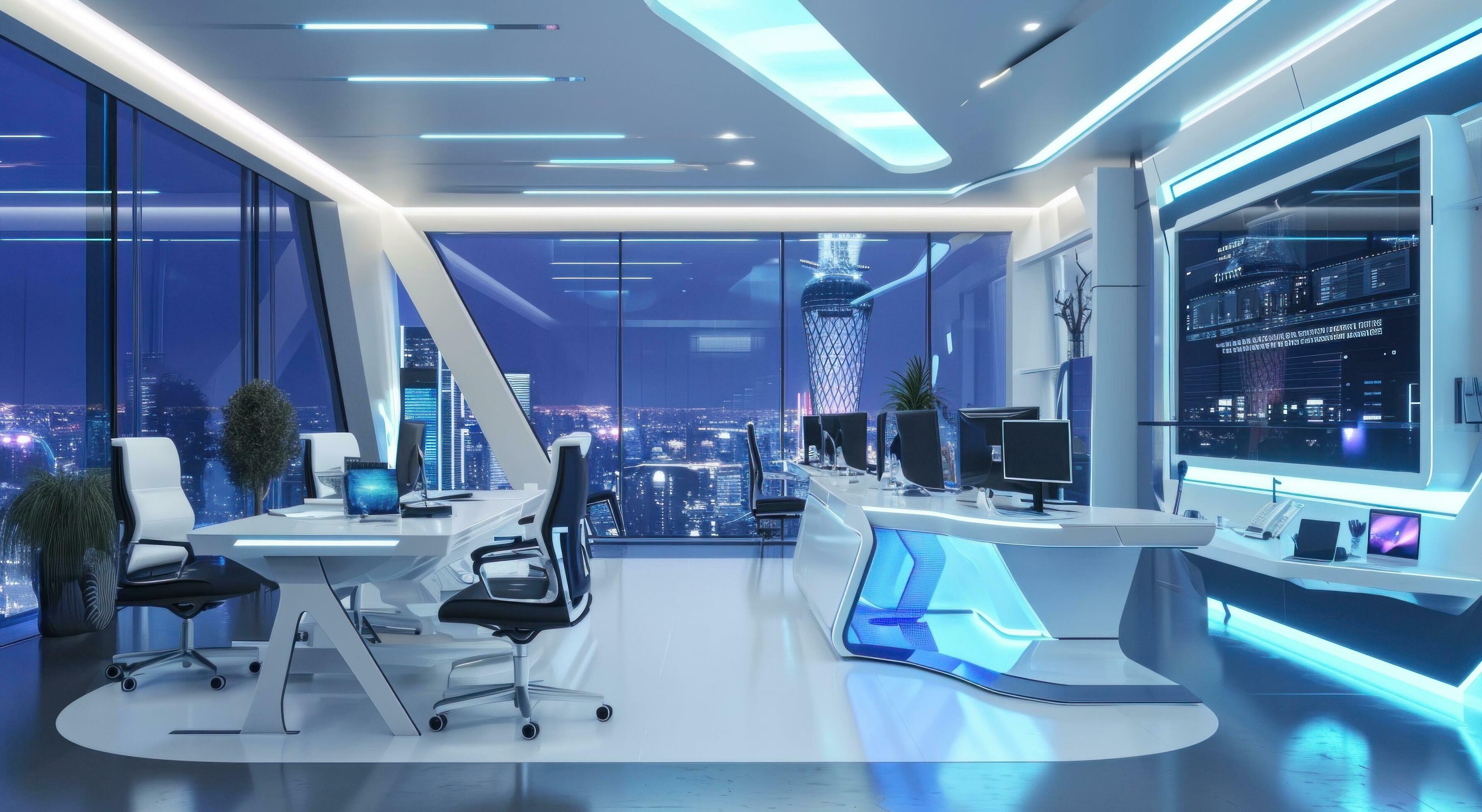 AI generated modern and futuristic office 36746529 Stock Photo at Vecteezy