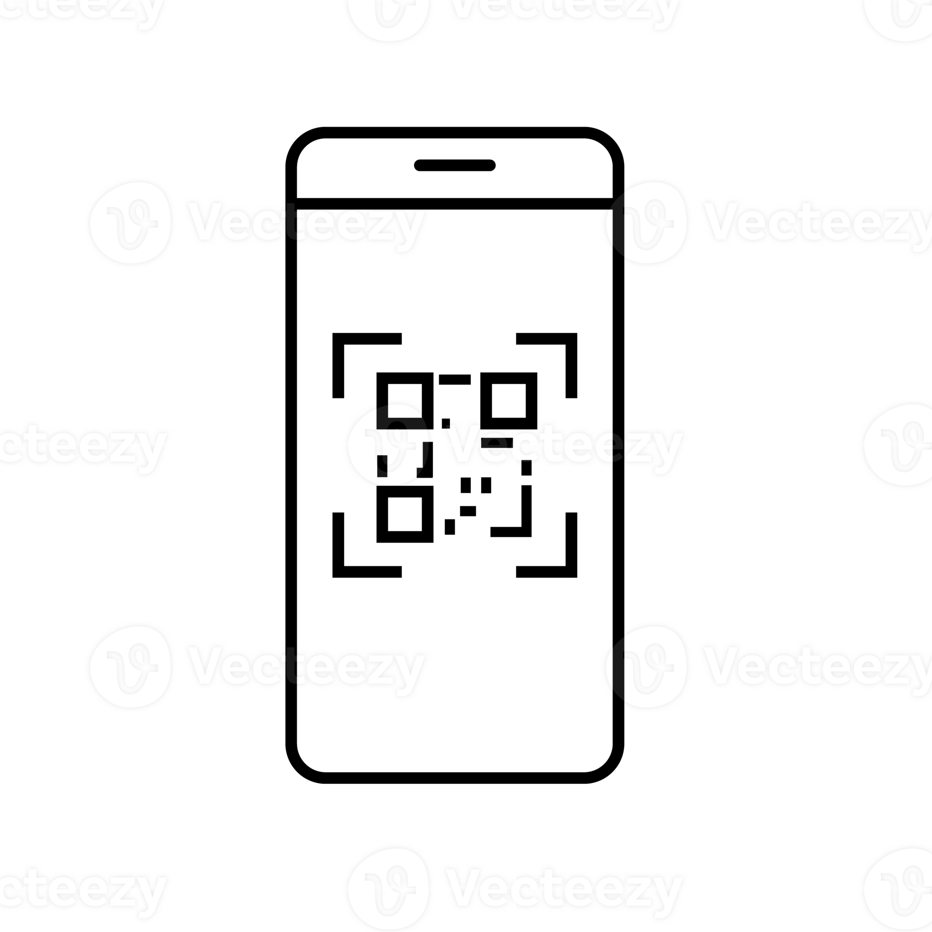 Qr Code Scanning Smartphone App Linear Icon Matrix Barcode Scanner Thin Line Illustration 2d
