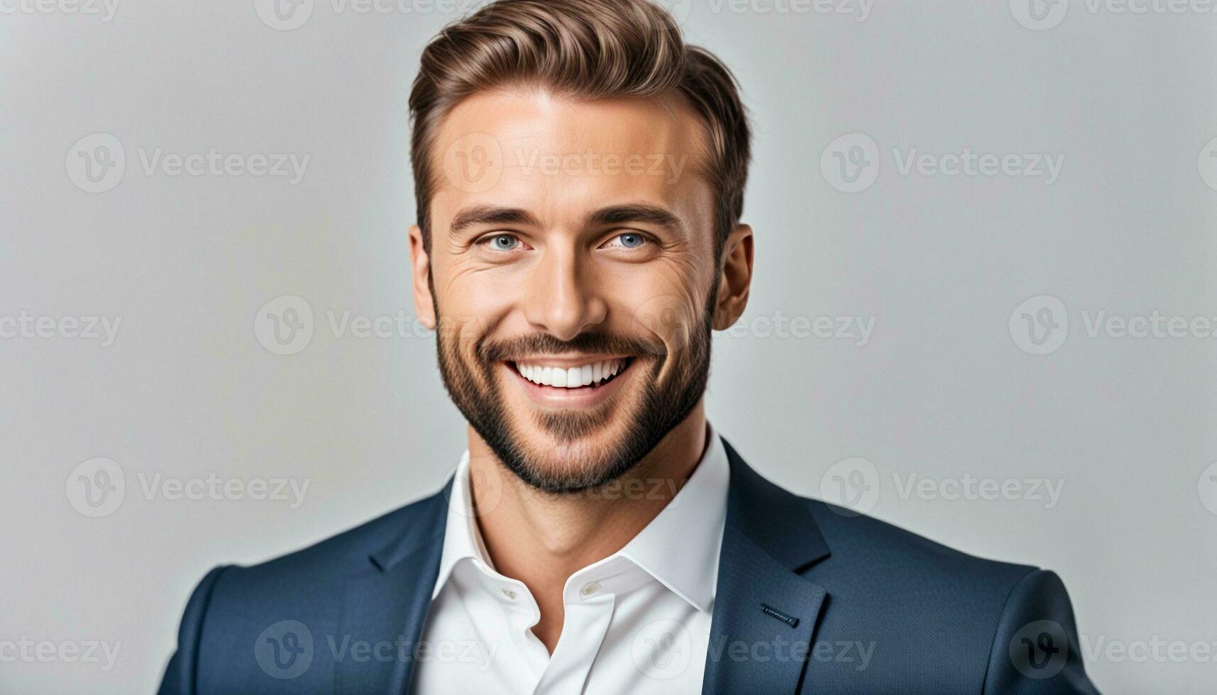 AI generated Portrait of handsome caucasian man in formal suit looking ...