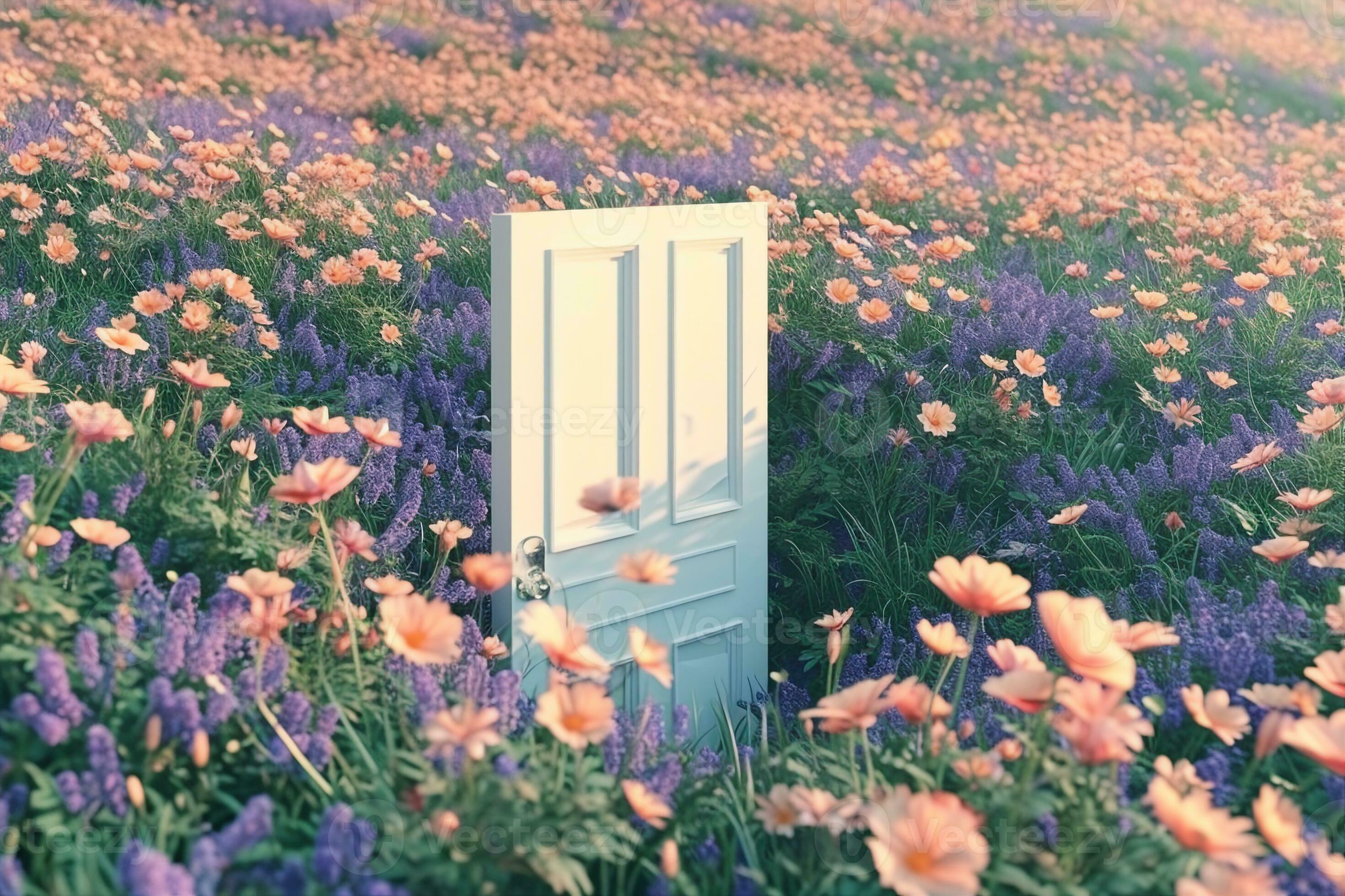 AI generated Abstract flower field scene. 3d rendering. Spring ...