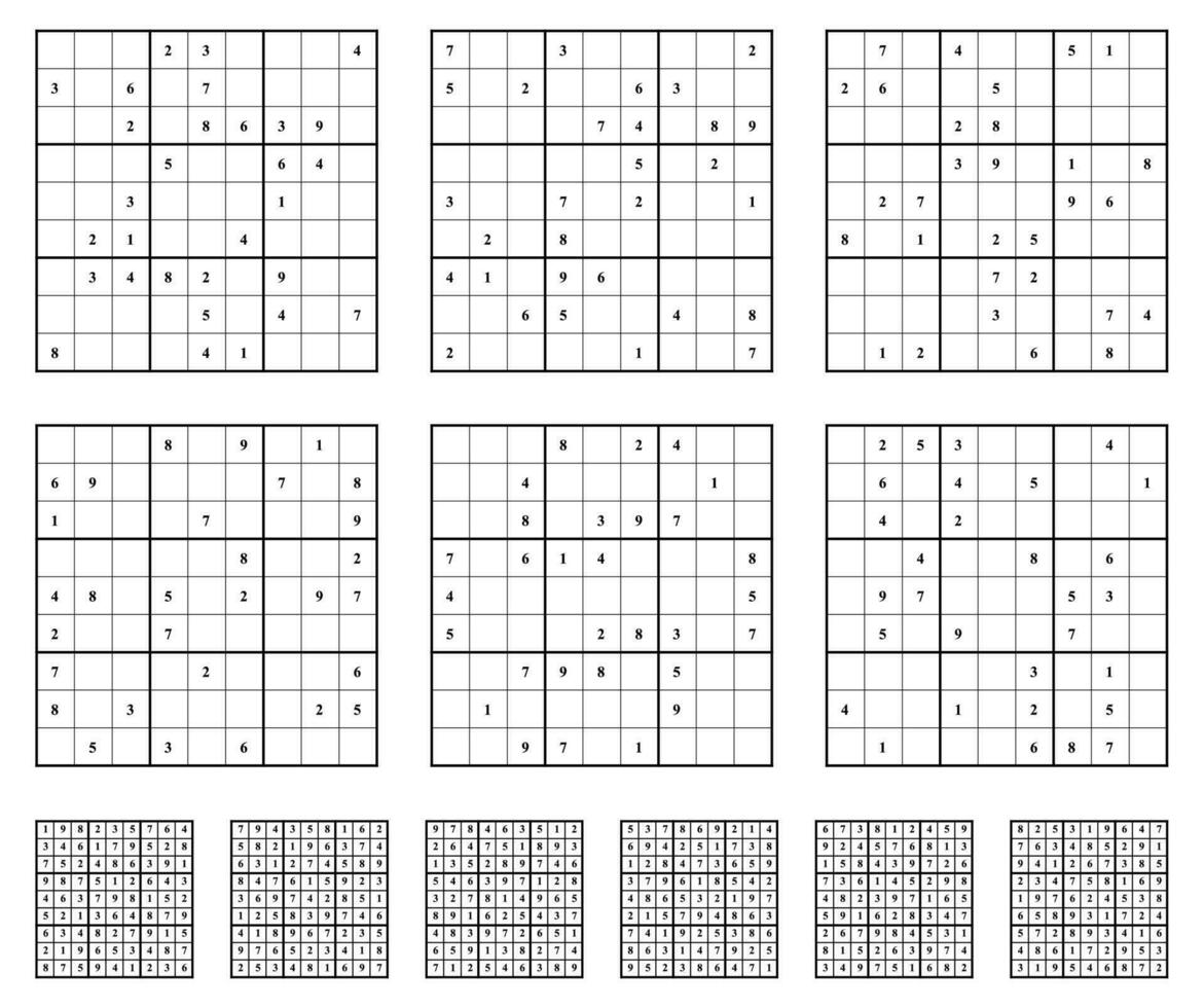 Sudoku Game Set With Answers 36751009 Vector Art At Vecteezy