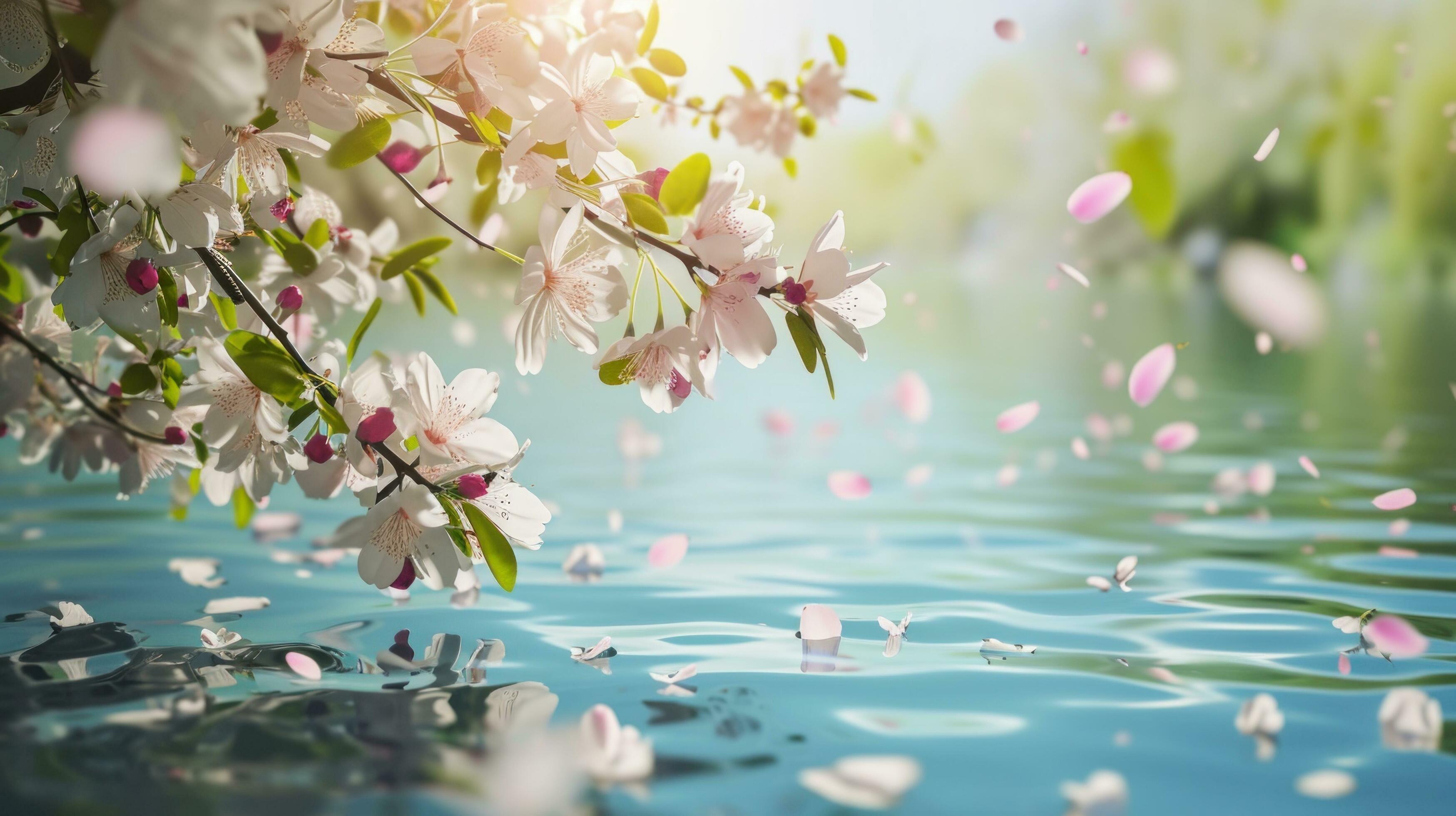 AI generated spring poster template with large copy space for text ...