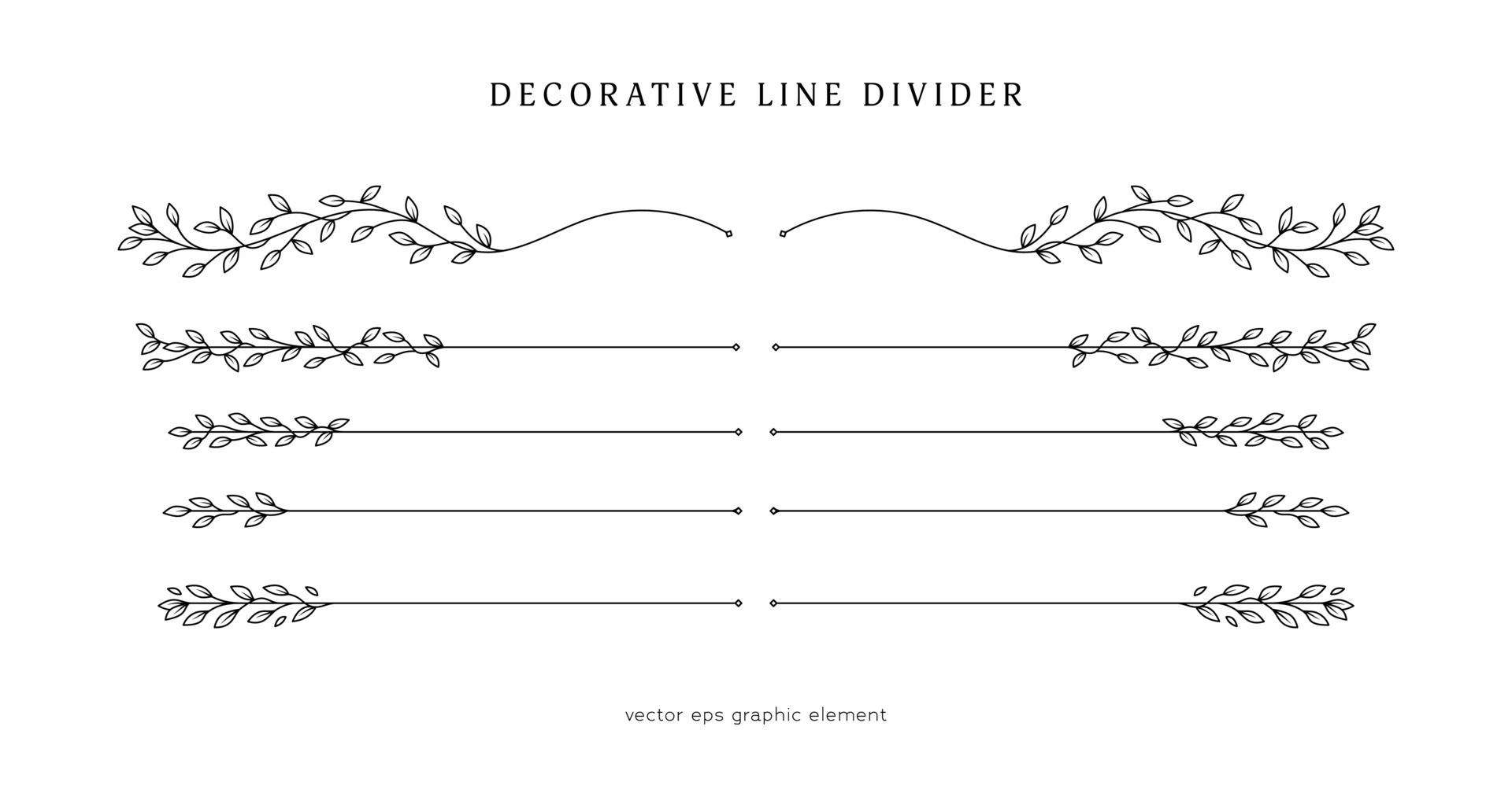 leaves vines line divider for text layout separator decoration vector ...