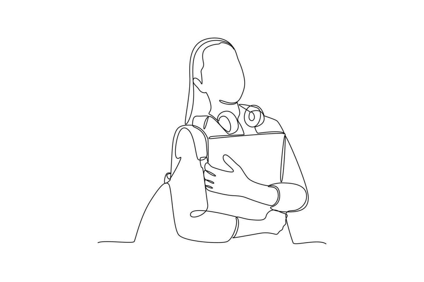 One continuous line drawing of Student life concept. Doodle vector ...