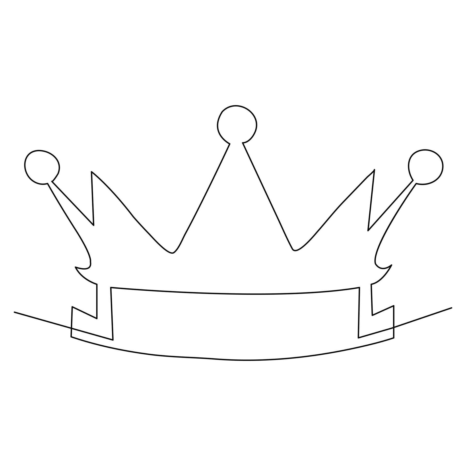 Single Line Continuous Drawing Of King Crown Outline Vector