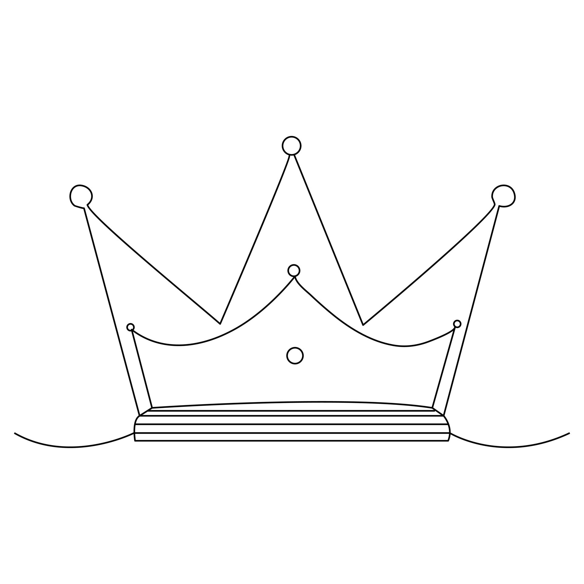 Single Line Continuous Drawing Of King Crown Outline Vector