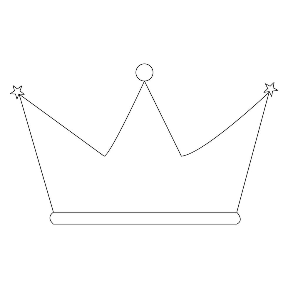 Single Line Continuous Drawing Of King Crown Outline Vector