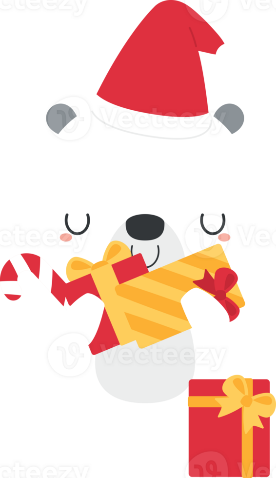 Cute Polar Bear Cartoon Characters In Festive Christmas Holiday Season