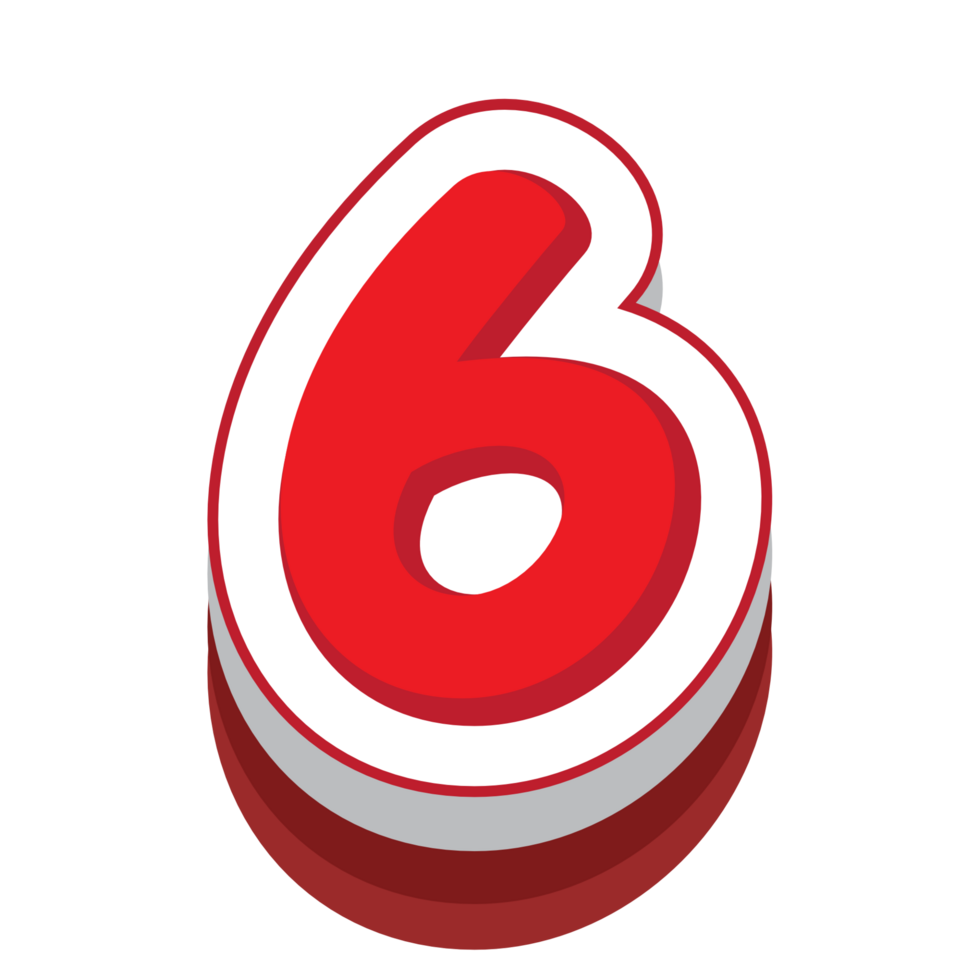 number 6 red cartoon text effect 36877641 PNG