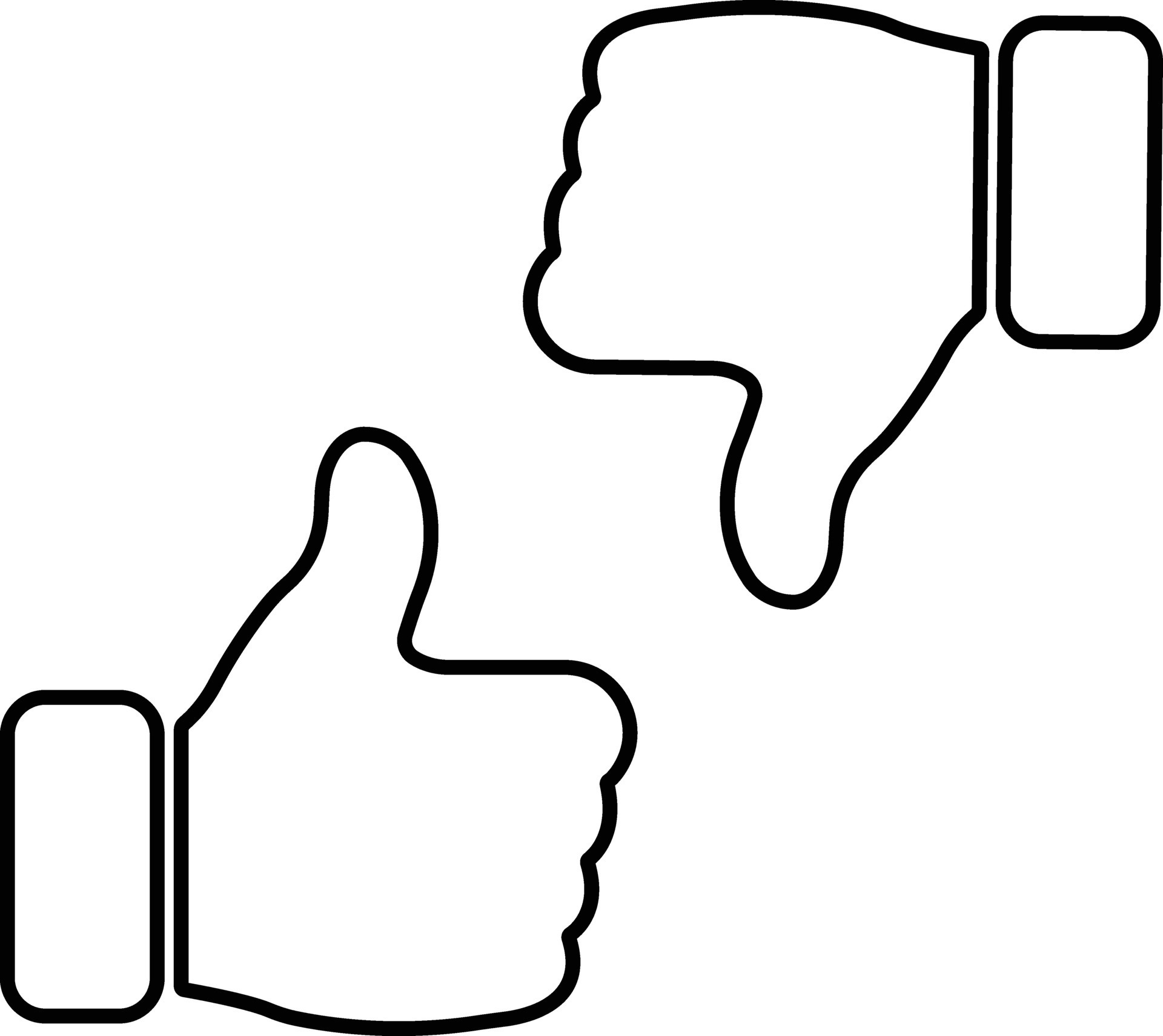 Thumb up and thumb down icon in line style set. isolated on Collection ...