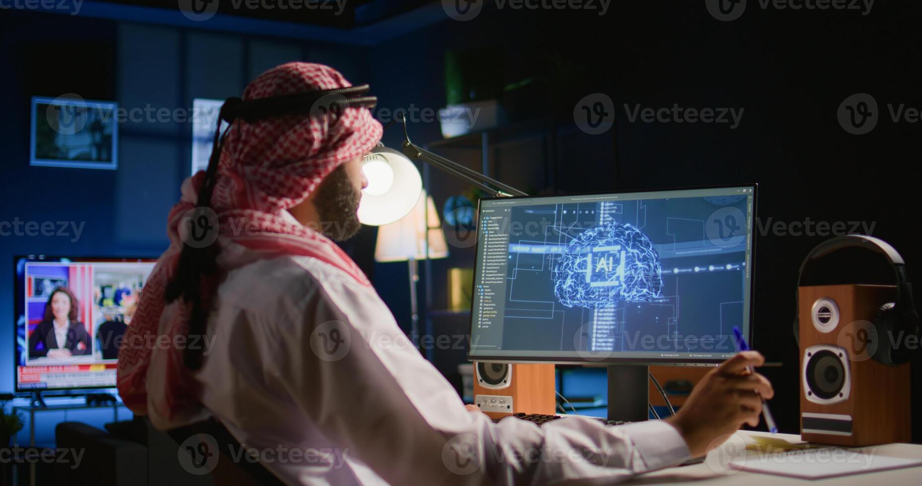 System Administrator In Personal Office Running Programming Scripts On Computer Solving Tasks