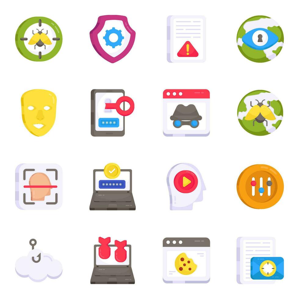 Pack of Media and Data Flat Icons 36886265 Vector Art at Vecteezy