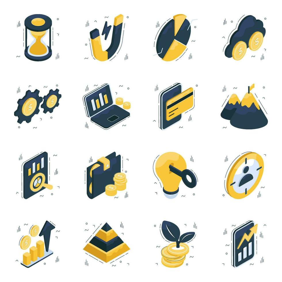 Set of Business and Data Isometric Icons 36886572 Vector Art at Vecteezy