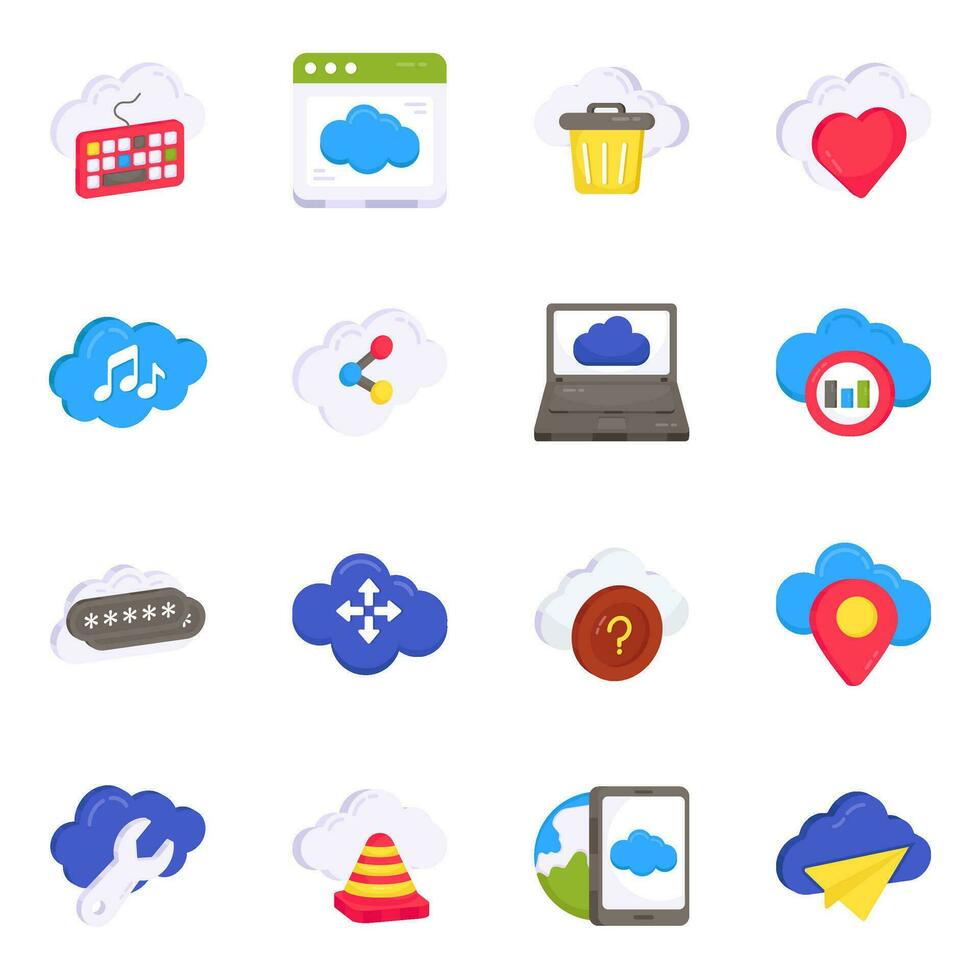 Pack of Cloud Data Flat Icons 36886602 Vector Art at Vecteezy