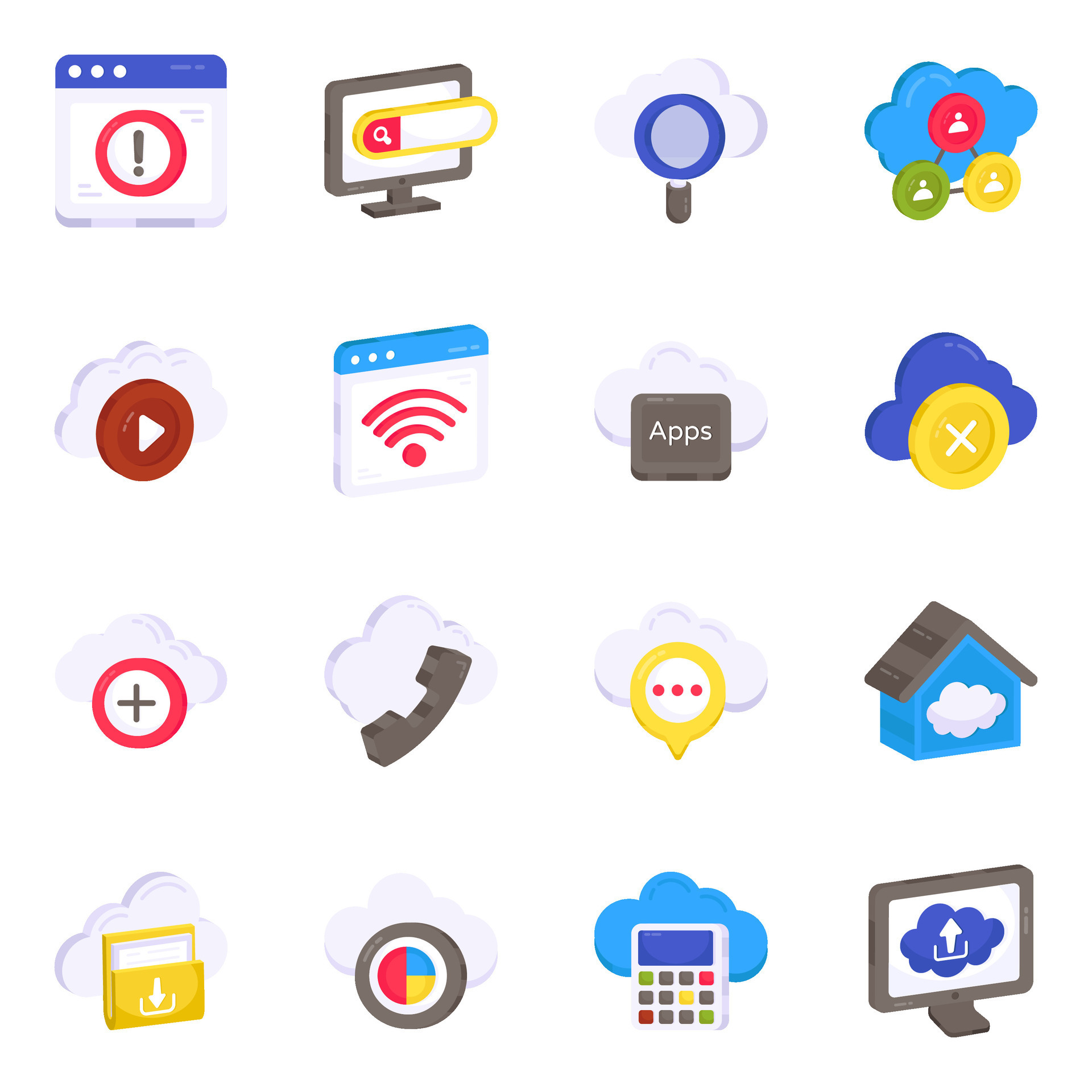 Pack of Cloud Computing Flat Icons 36886726 Vector Art at Vecteezy