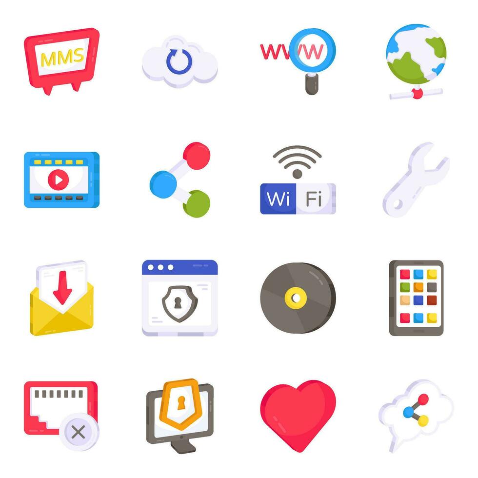 Pack of Network and Data Flat Icons 36886900 Vector Art at Vecteezy