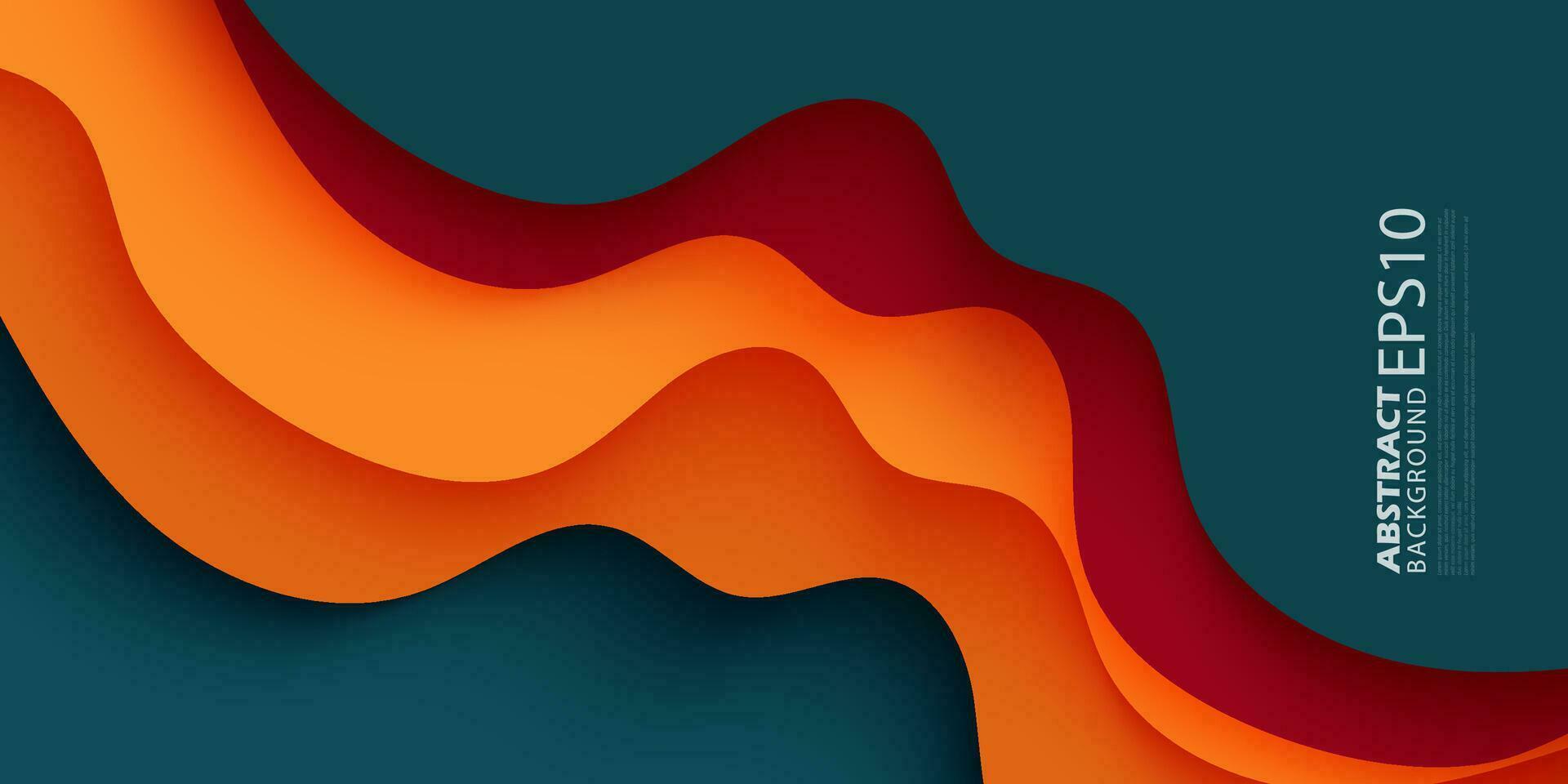 Green And Orange Wave Background Abstract Papercut Abstract Colorful