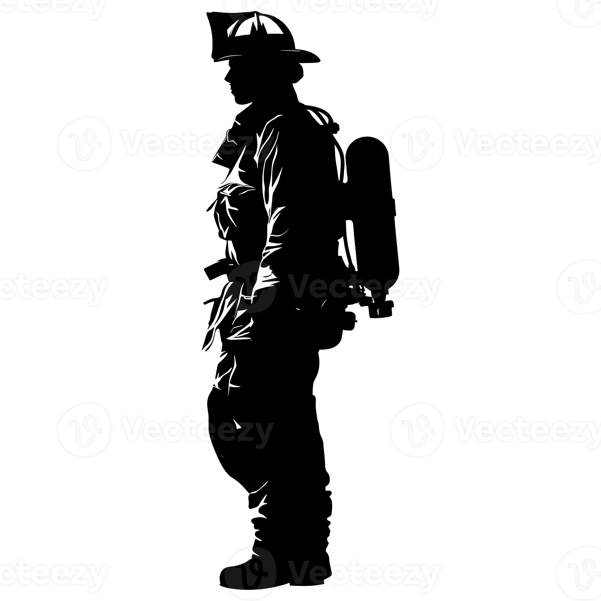 AI generated silhouette of a firefighter full body 36901787 PNG