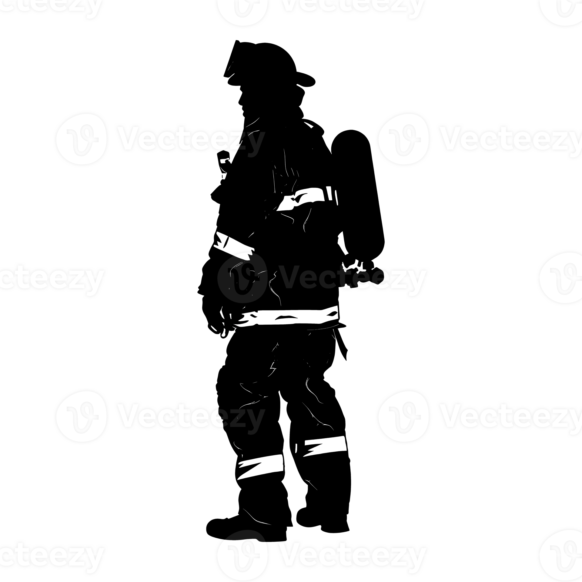 AI generated silhouette of a firefighter full body 36901808 PNG