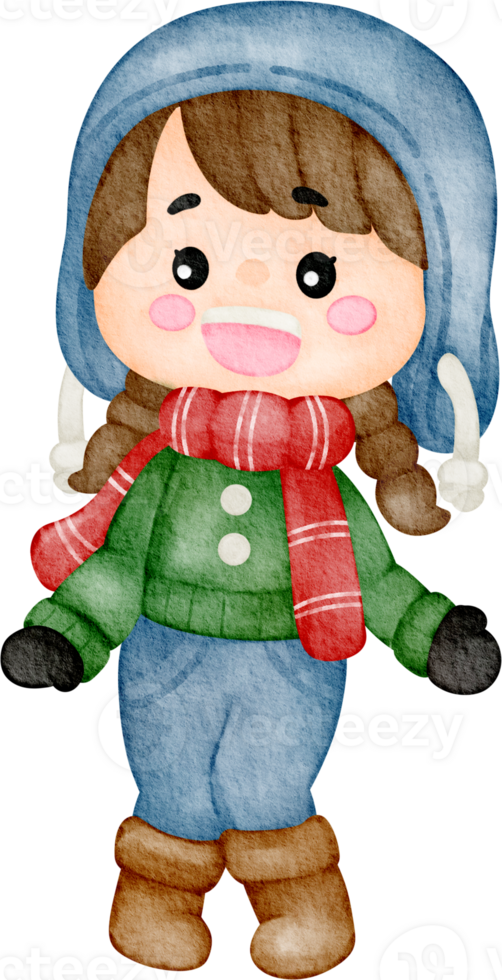 watercolor cute winter girl clip art 36906657 PNG