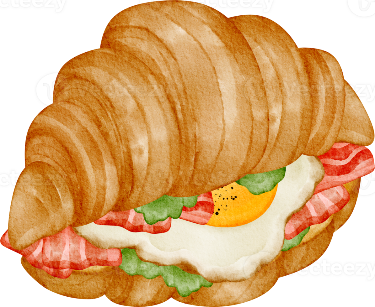 Watercolor Sandwich Croissant Clip Art 36908826 Png