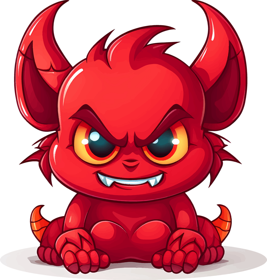 Ai Generated Cute Red Devil Cartoon Clipart With Isolated Background 36935691 Png