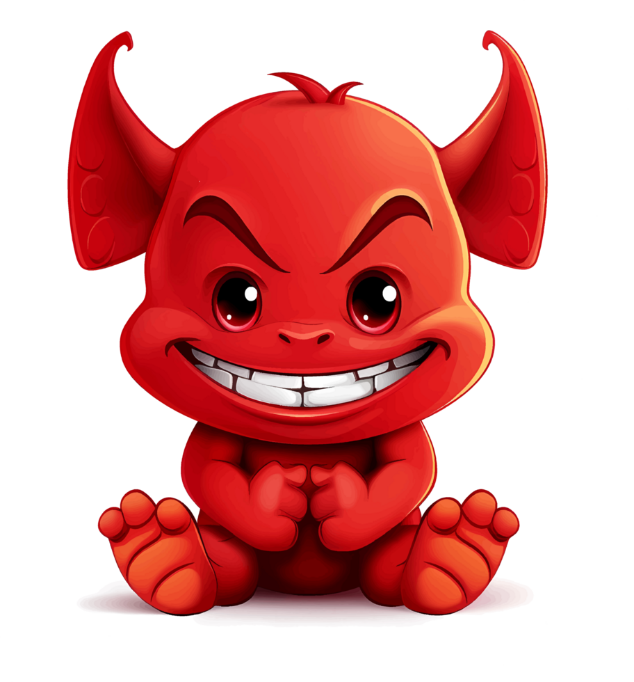Ai Generated Cute Red Devil Cartoon Clipart With Isolated Background 36935835 Png