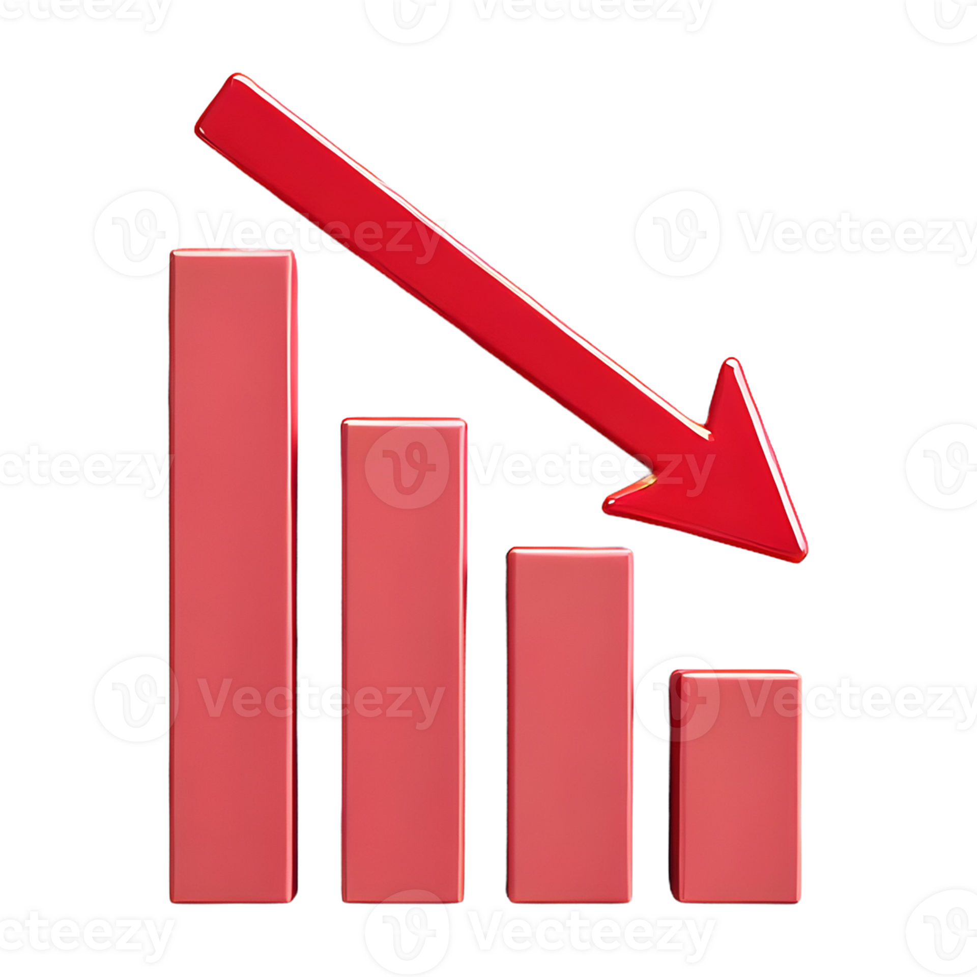 AI generated Decreasing Chart with Red Arrow icon 3d isolated on ...