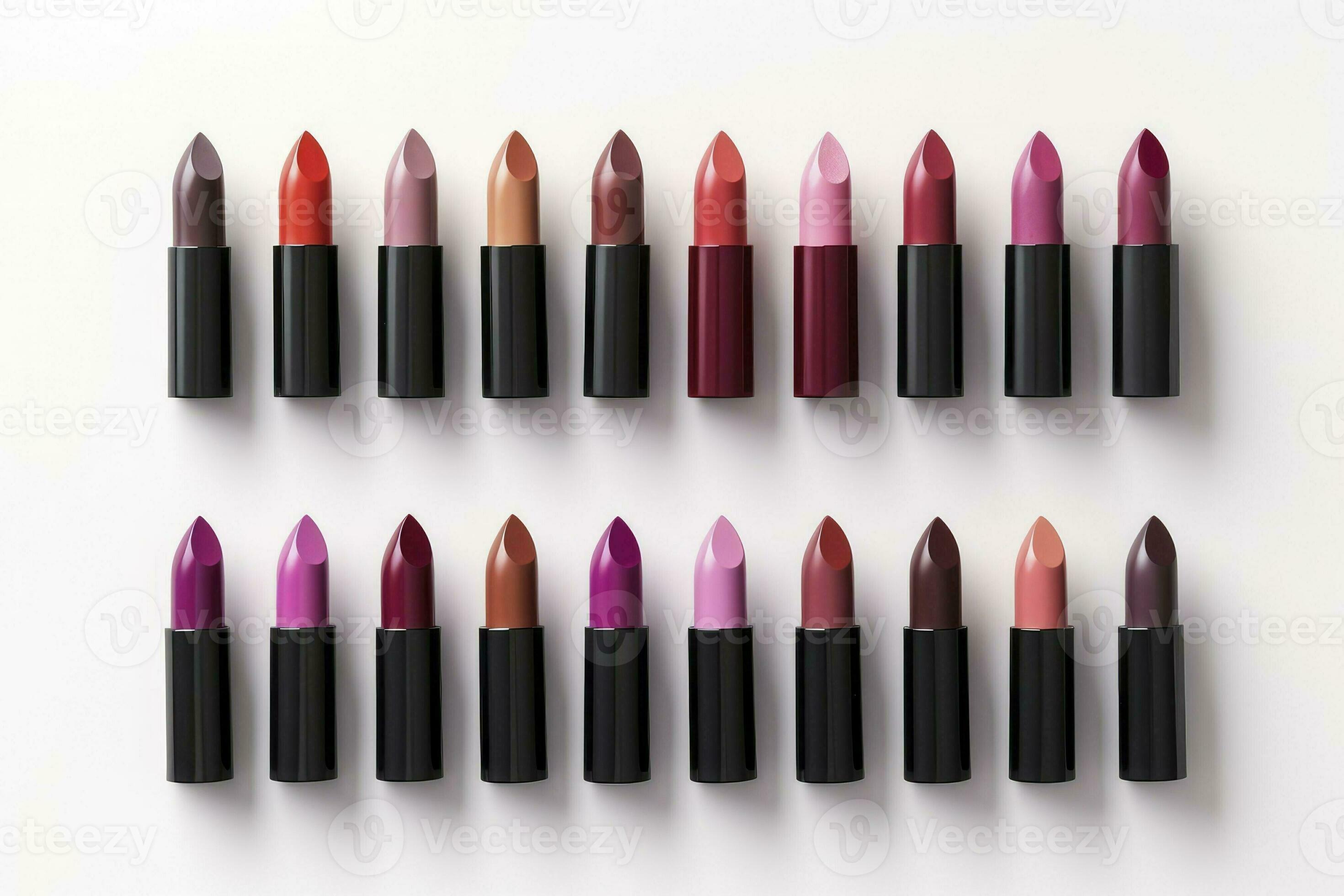 AI generated Set of color lipsticks isolated on white background ...