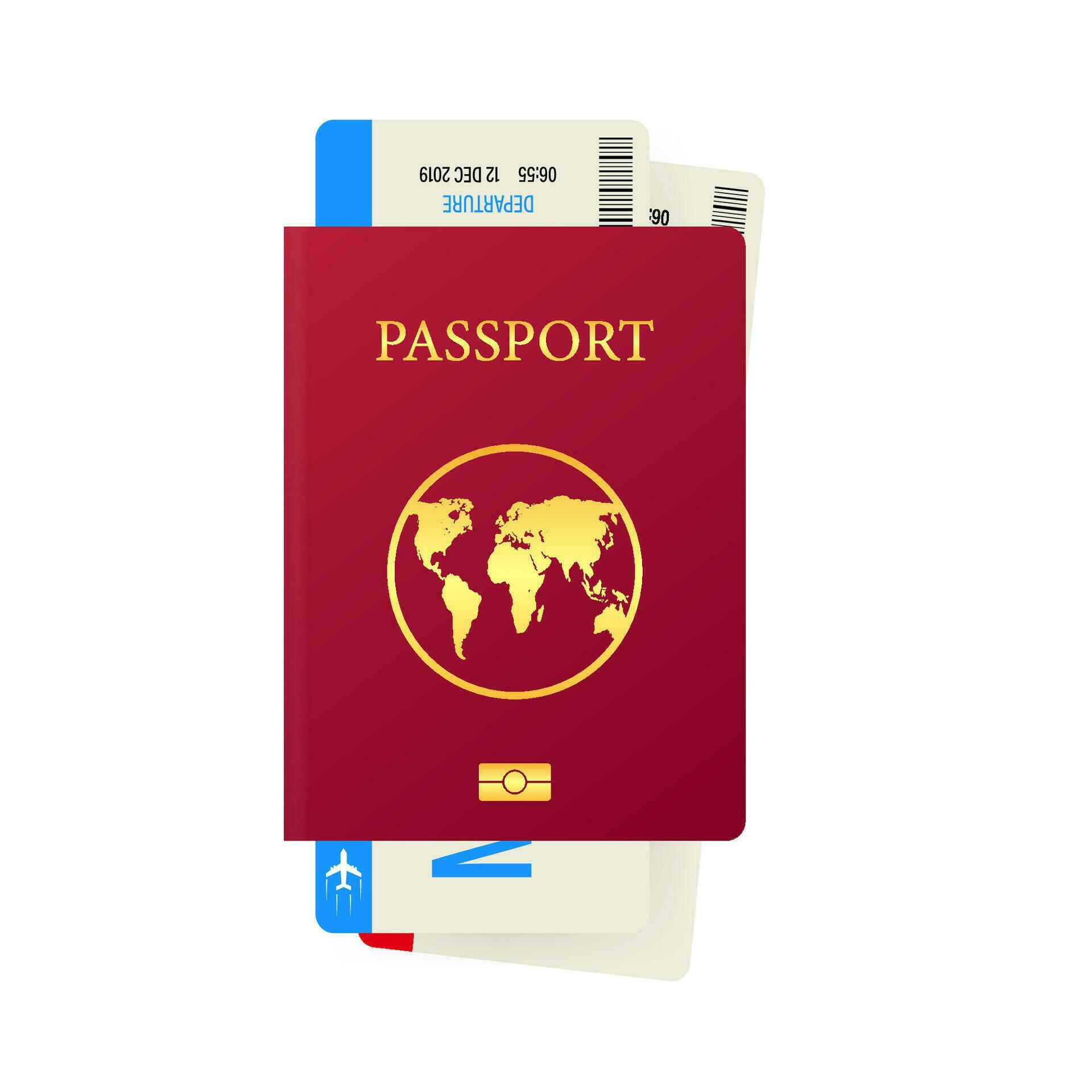 Passport And Boarding Pass Isolated On White Background Travel Concept