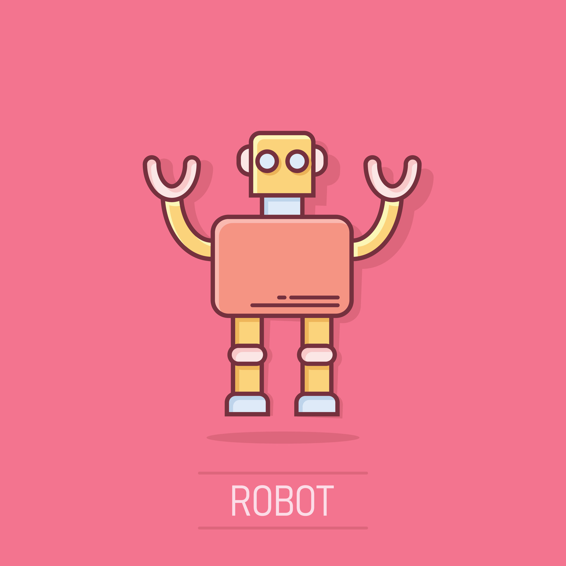Cute Robot Chatbot Icon In Comic Style Bot Operator Cartoon Vector Illustration On Isolated