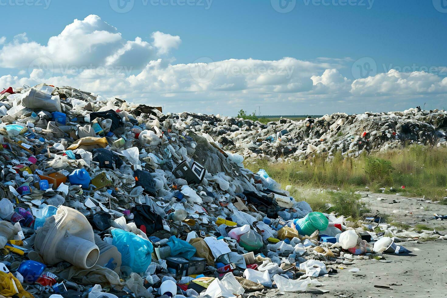 AI generated land pollution overflowing with discarded items and trash ... AI generated land pollution overflowing with discarded items and trash ...