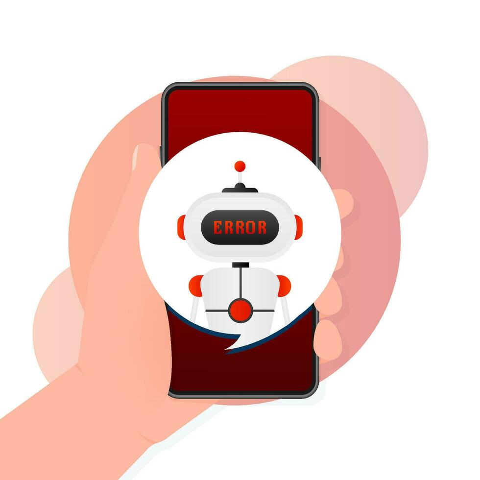 Error chatbot glyph icon. Silhouette symbol. Talkbot with error in speech bubble. Error bot ...