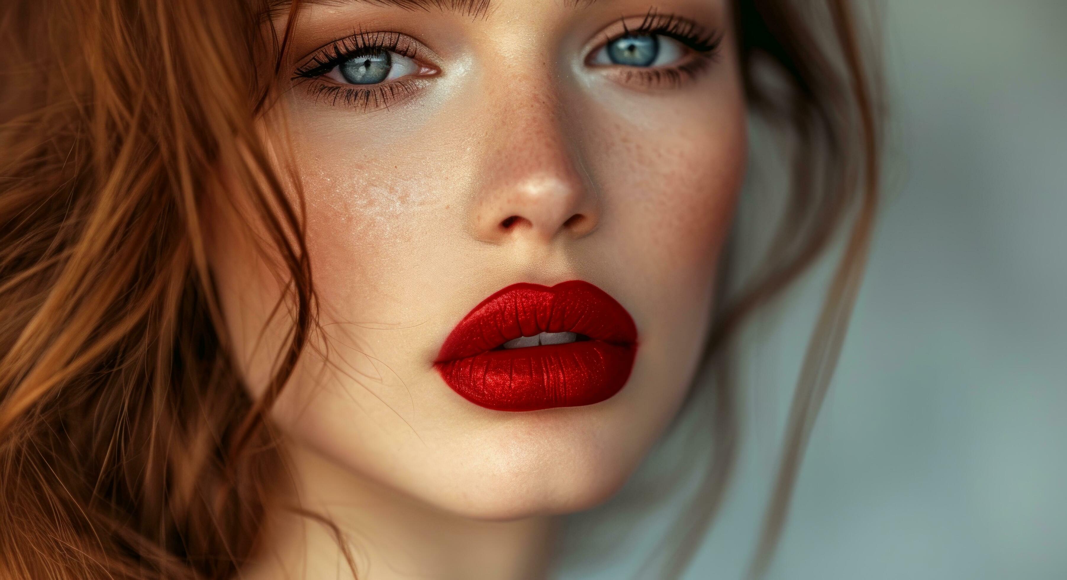 AI generated red lipstick makes a girl look gorgeous 37038460 Stock Photo at Vecteezy