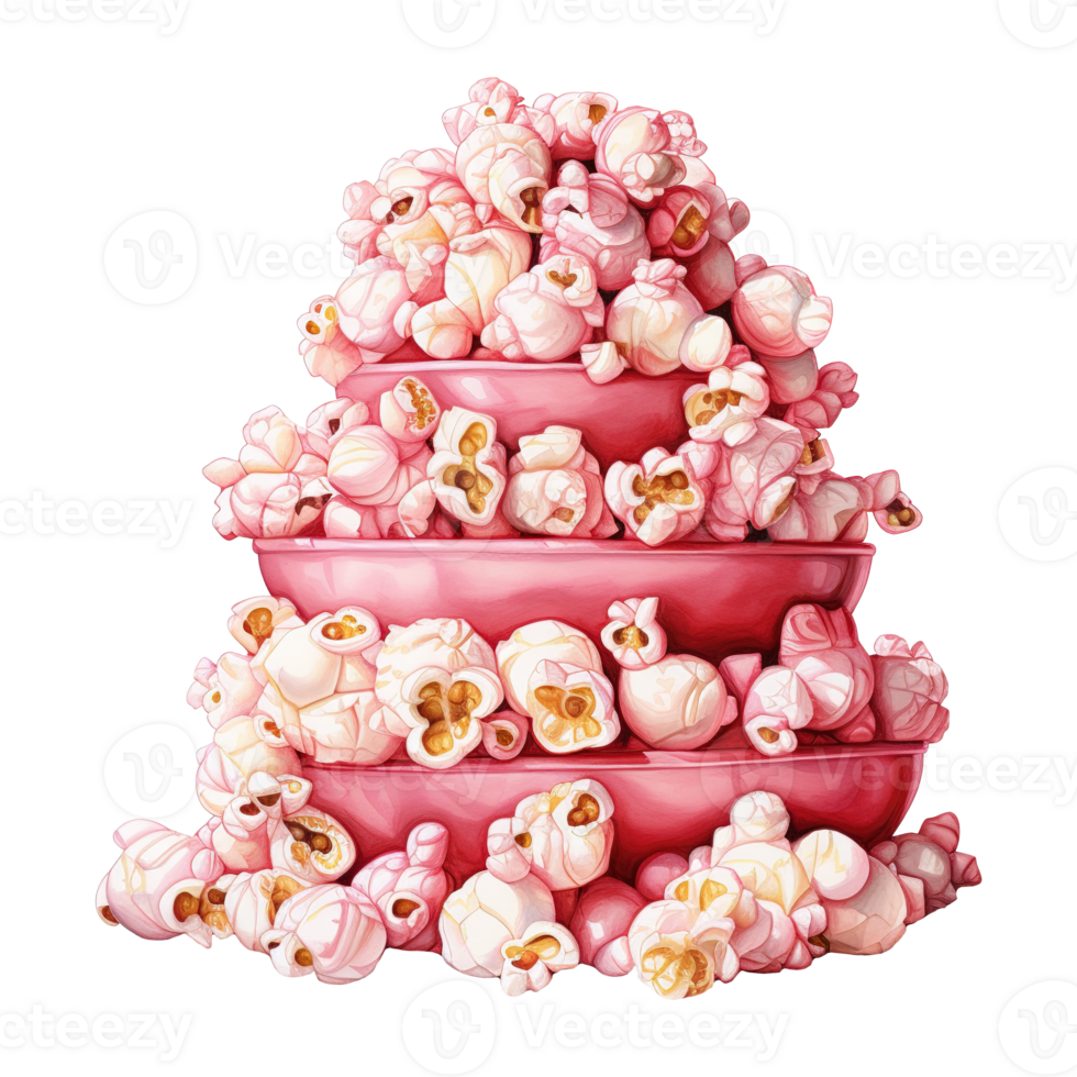 Ai Generated Popcorn Bucket With Pink Popcorn Ai Generated Image 37041975 Png
