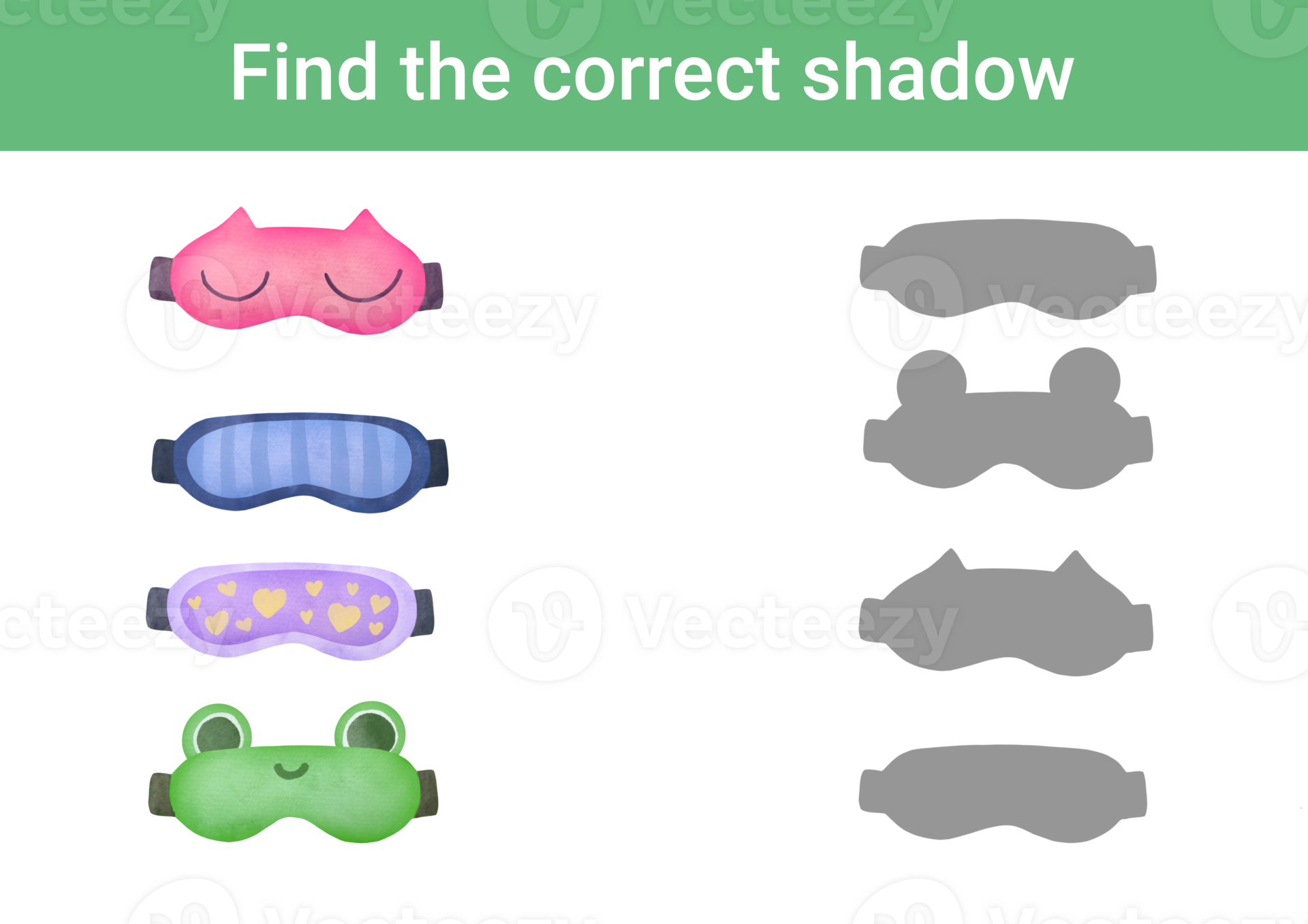 Find correct shadow of masks. Educational game to Find 2 same objects ...