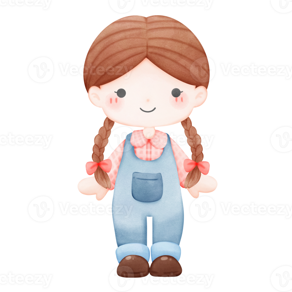 Red Haired Black Farmer Girl Isolated Digital Watercolor Elements Handmade 37046237 Png