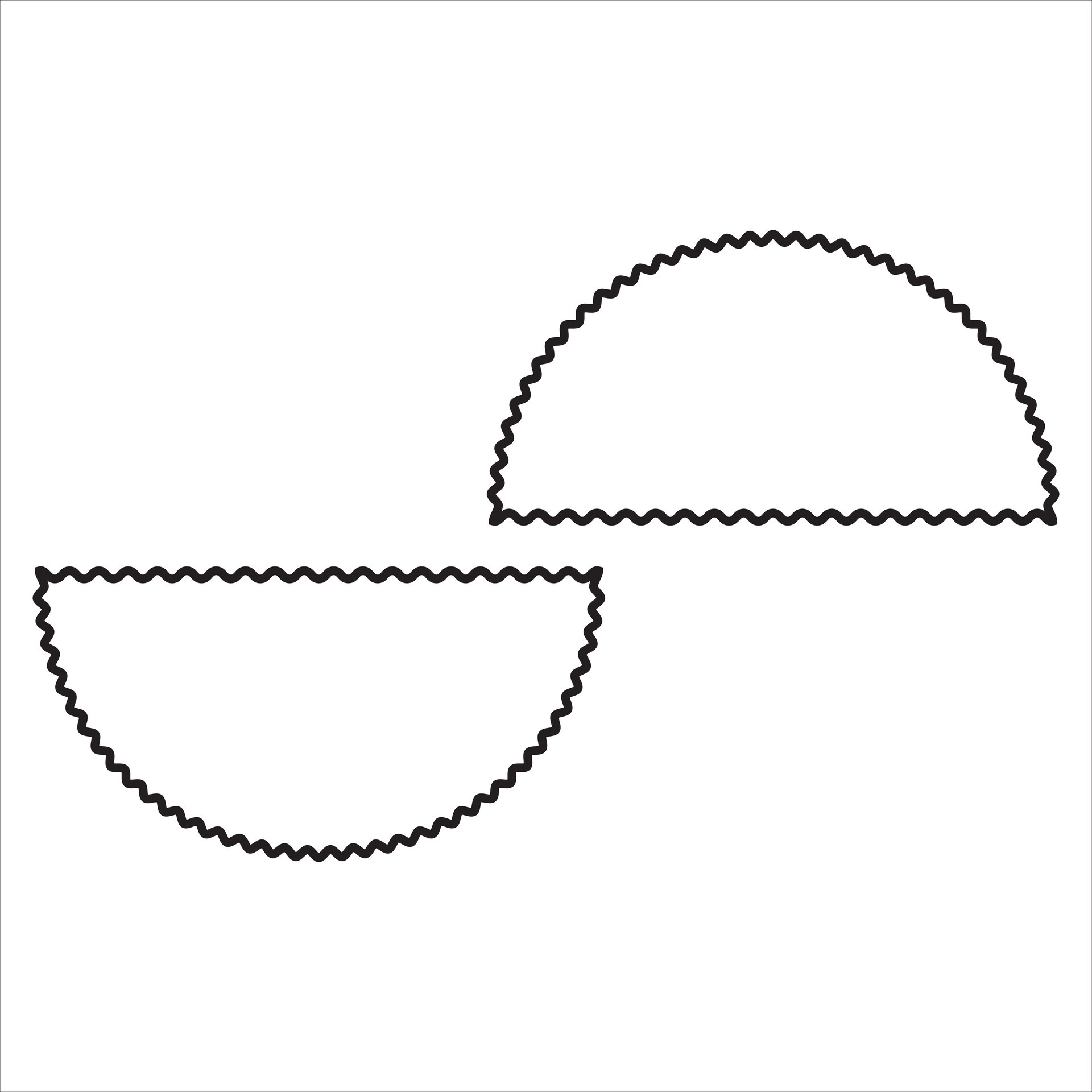 Zig Zag Edge Circle Shape Collection Jagged Circle Elements Set Black