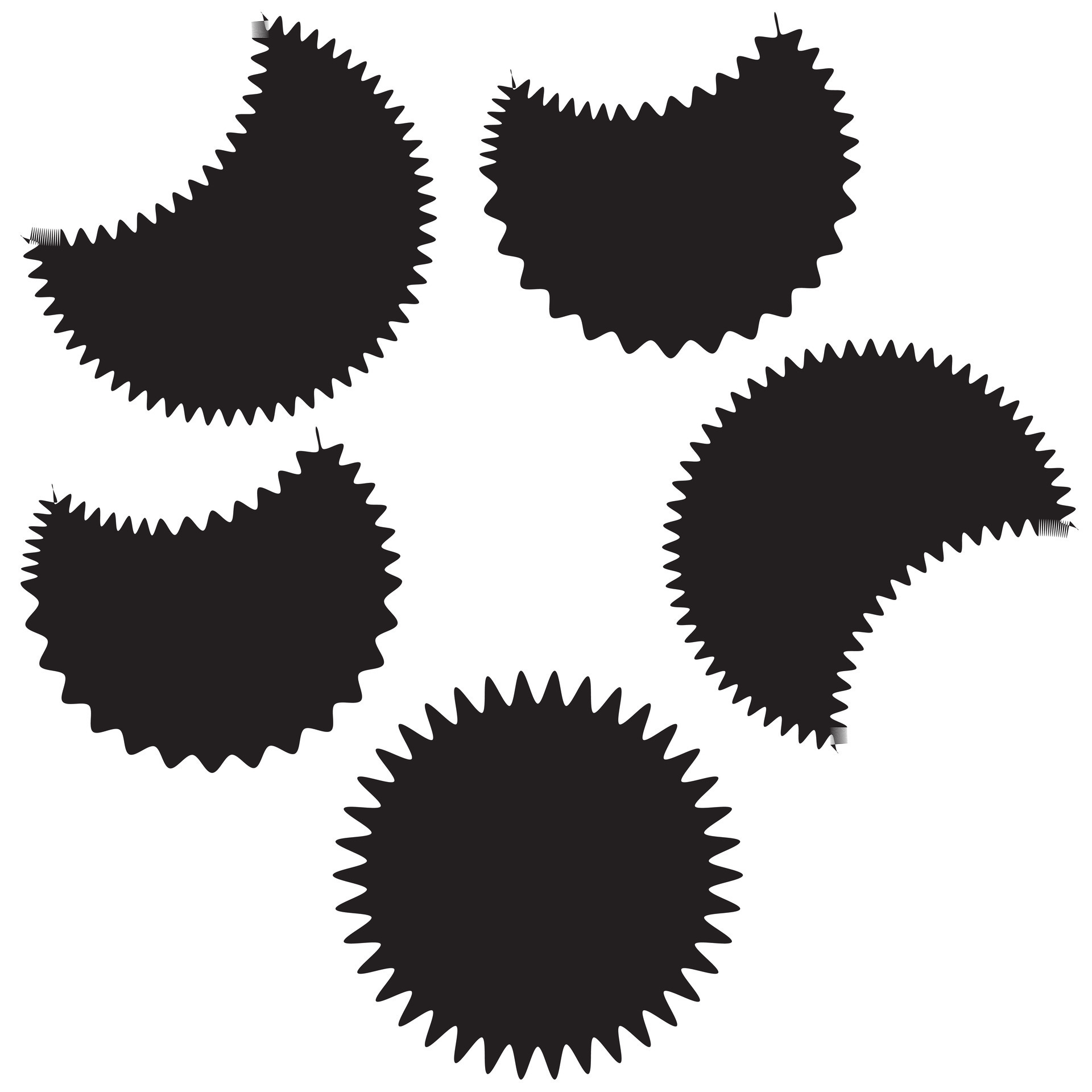 Zig Zag Edge Circle Shape Collection Jagged Circle Elements Set Black