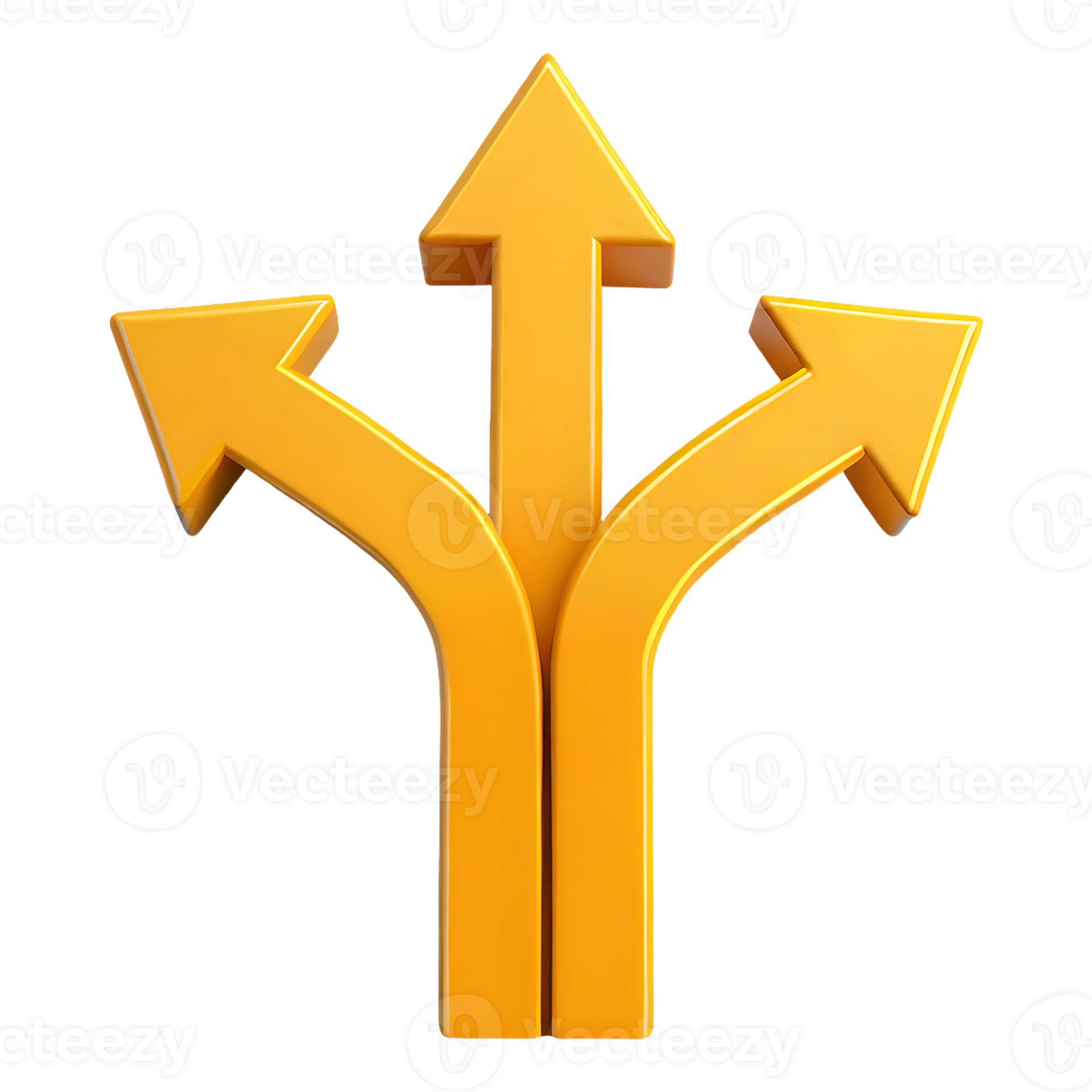 AI generated Three Way Intersection Arrows icon Symbol 3d isolated on transparent background ...